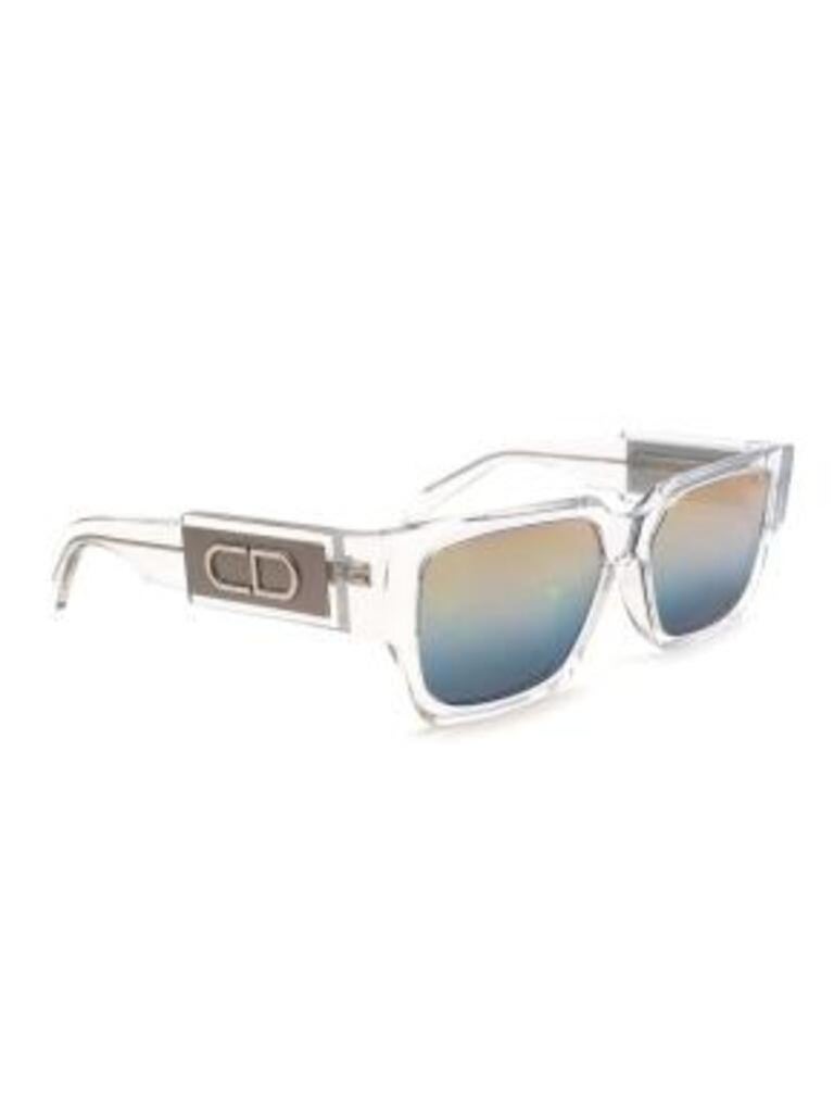 Transparent and Silver Square Sunglasses with Reflective Lenses For ...