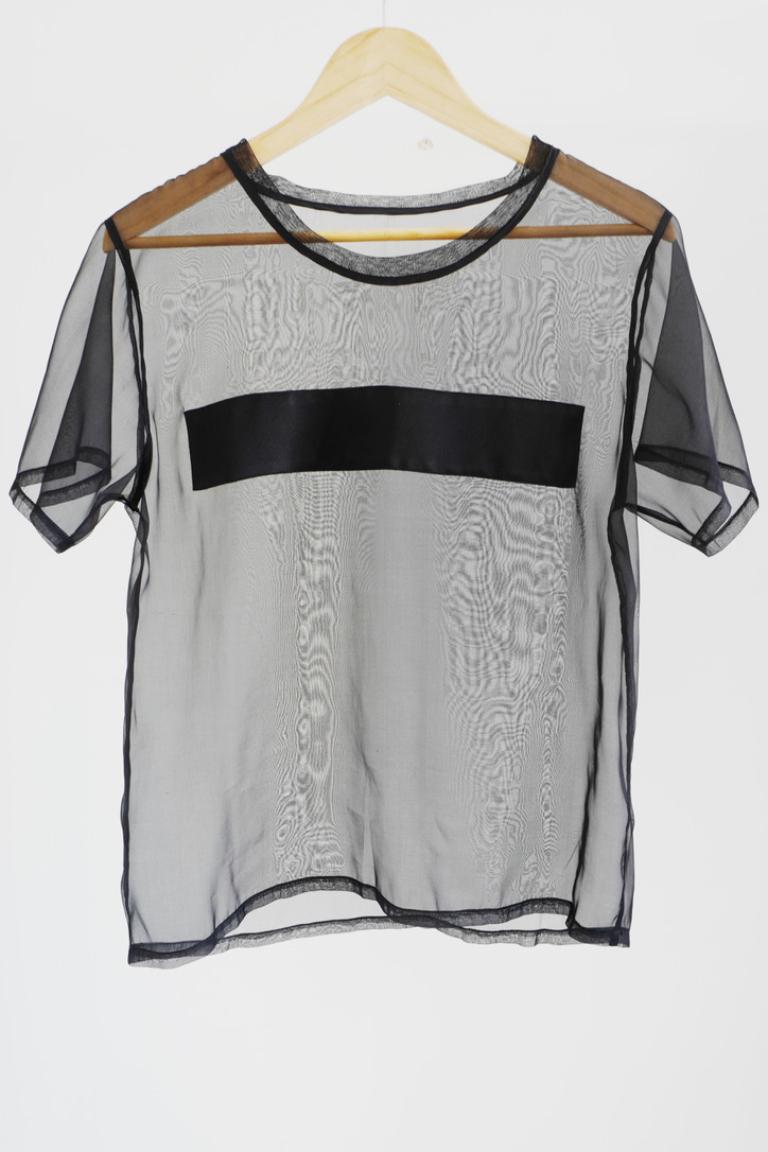 Transparent Top Sheer T-shirt Silk Organza Black Small J Dauphin For ...