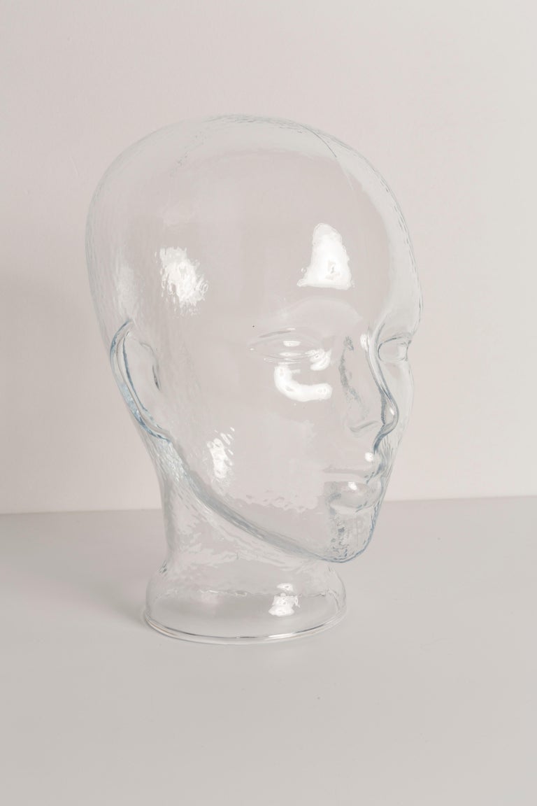 Transparent Vintage Decorative Mannequin Glass Head Sculpture, 1970s ...