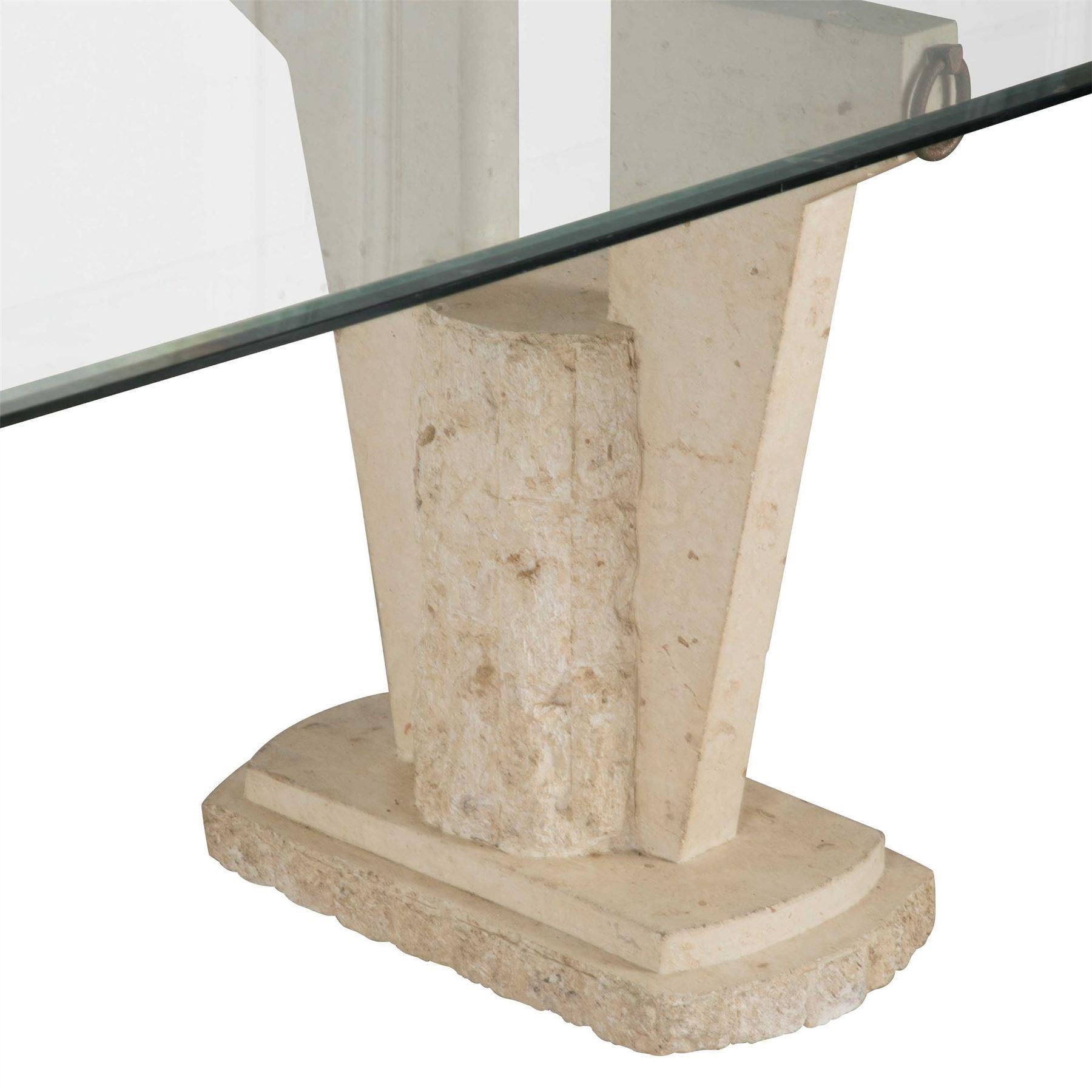 Travertine and Glass Centre Table at 1stDibs