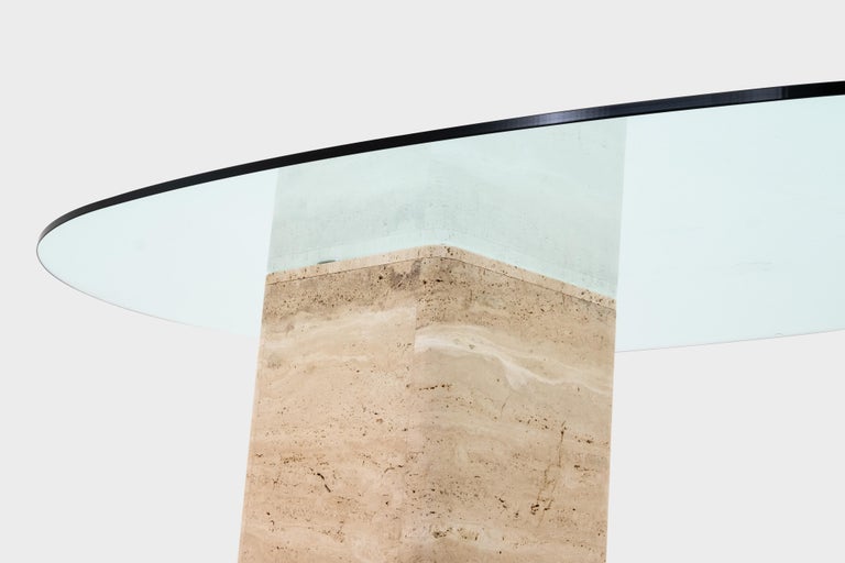 Travertine and Glass Dining Table by Saporiti at 1stDibs
