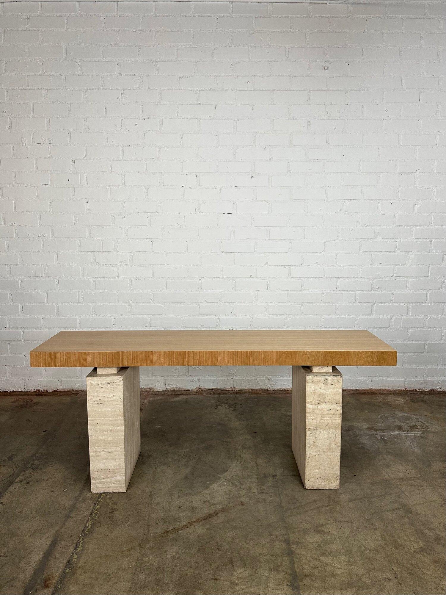 Travertine and White Oak Console For Sale at 1stDibs