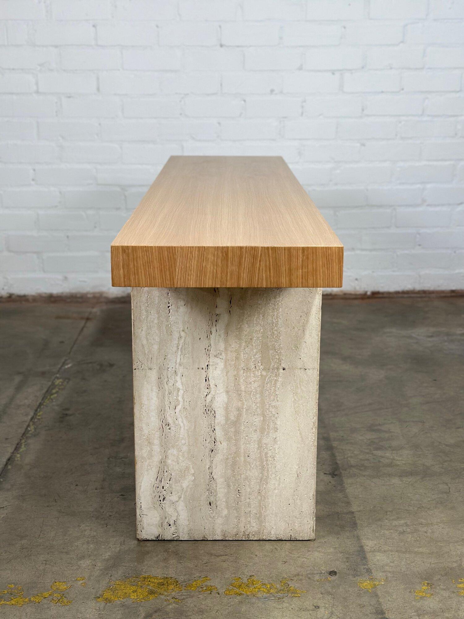 Travertine and White Oak Console For Sale at 1stDibs