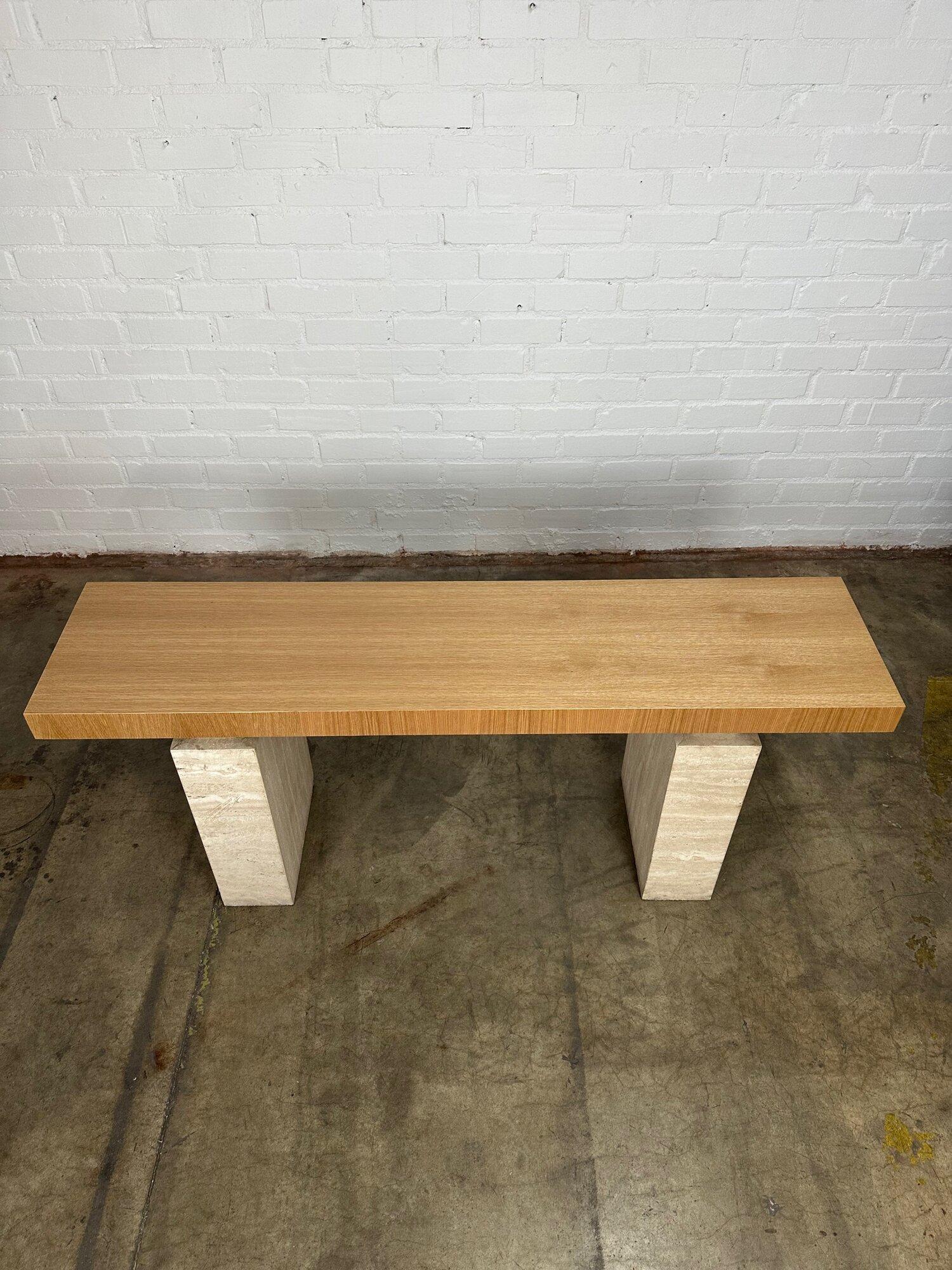 Travertine and White Oak Console For Sale at 1stDibs