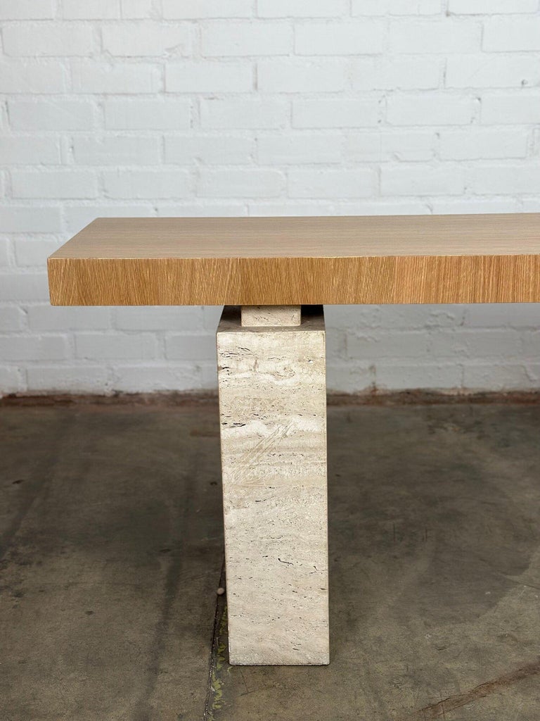 Travertine and White Oak Console For Sale at 1stDibs