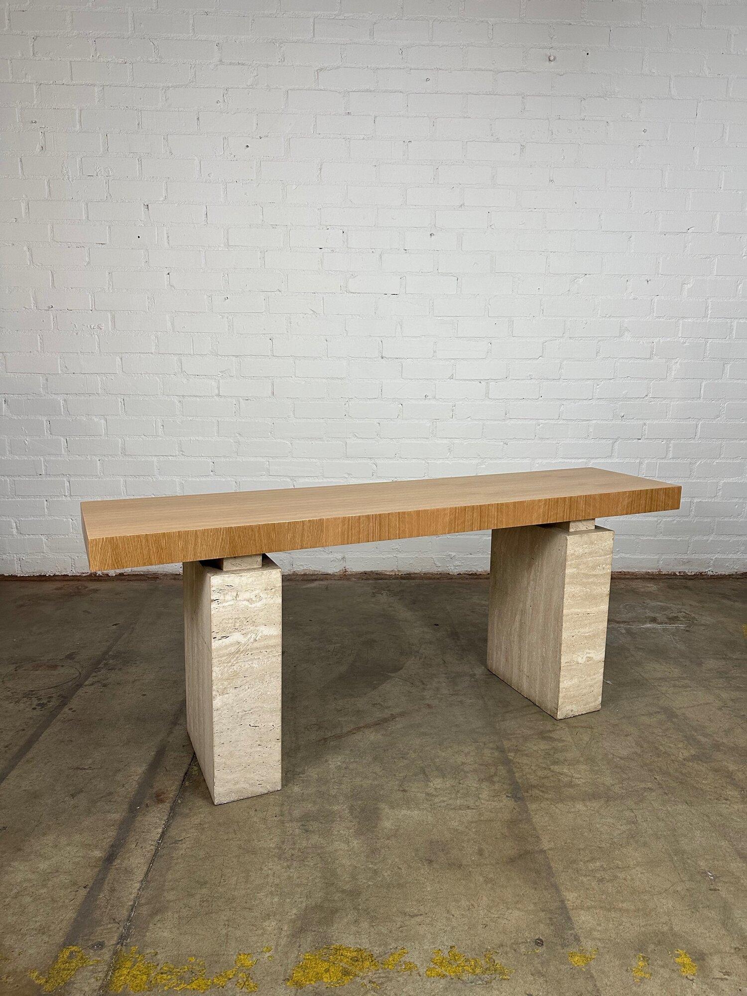 Travertine and White Oak Console For Sale at 1stDibs