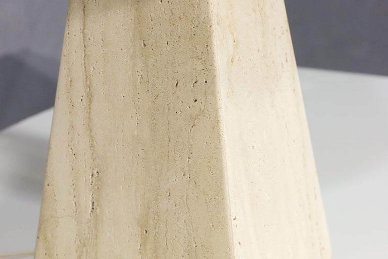 Travertine Base Pyramid Shape Table Lamp For Sale at 1stDibs
