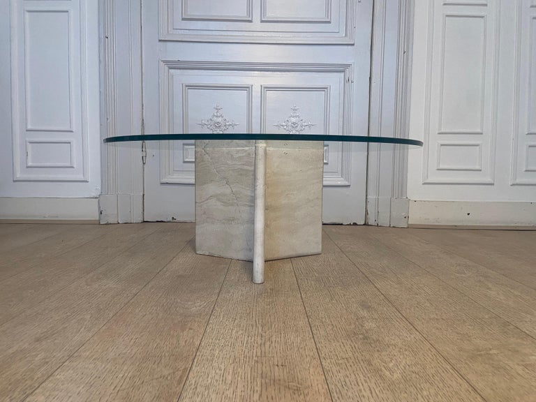 Travertine Coffee Table, 1980s For Sale at 1stDibs