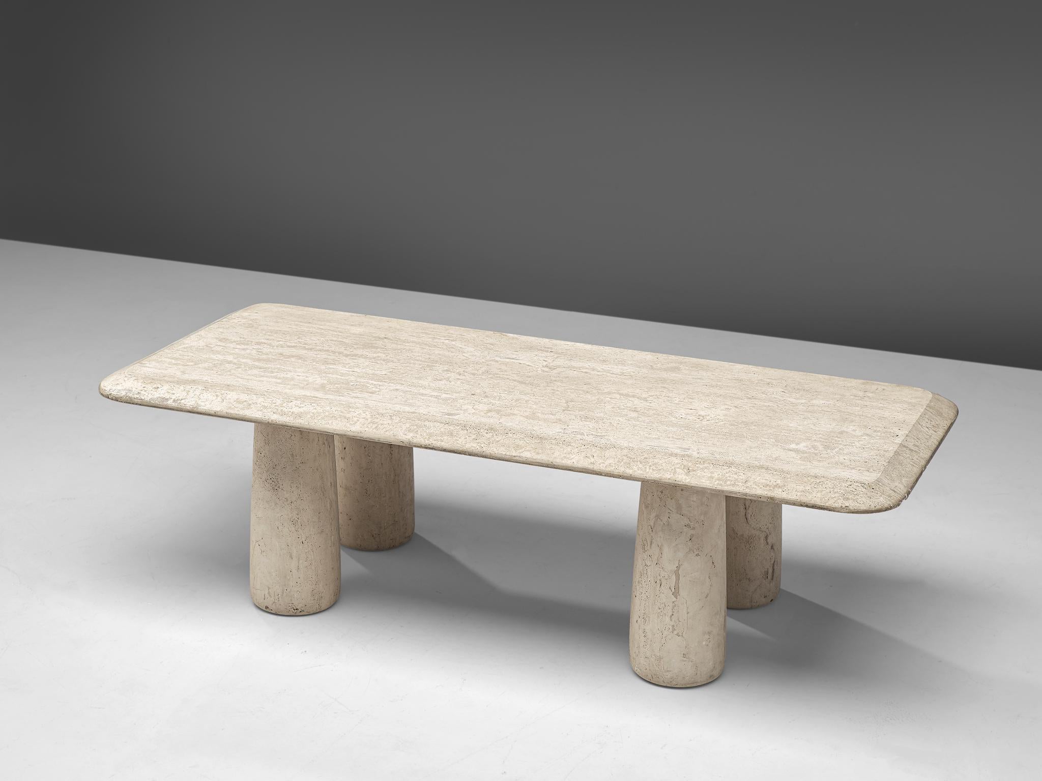 Travertine Coffee Table in the Manner of Mario Bellini For Sale at 1stDibs