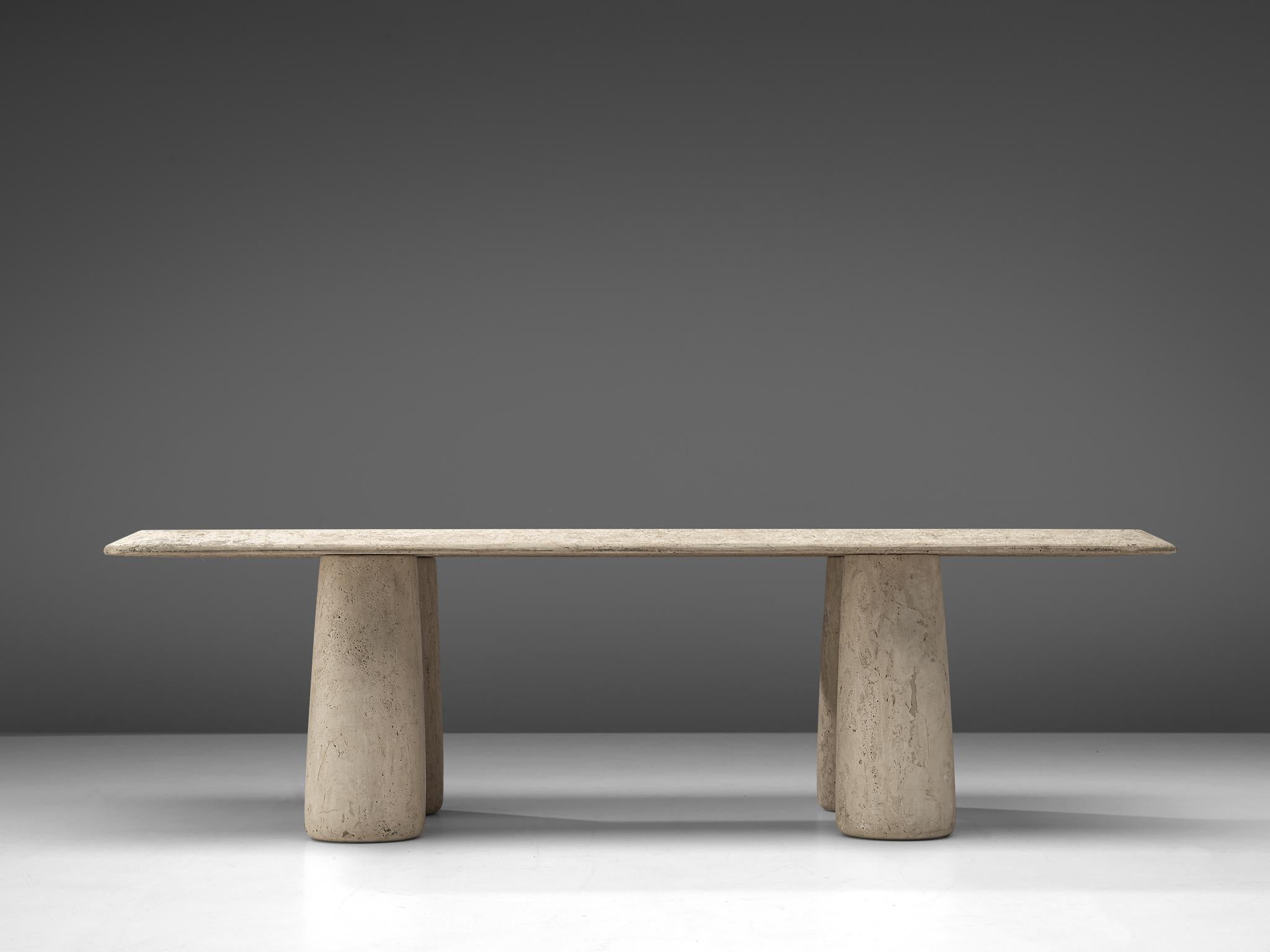 Travertine Coffee Table in the Manner of Mario Bellini For Sale at 1stDibs