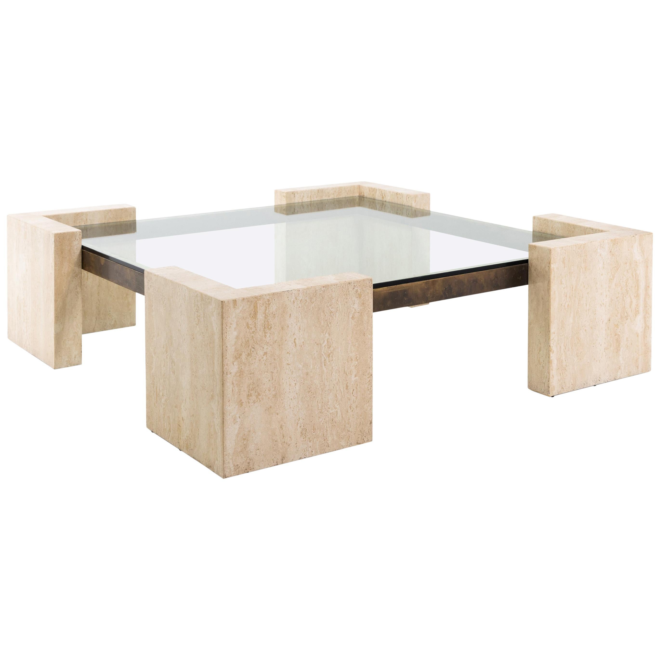 Travertine Coffee Table, Italy, 1970s at 1stDibs