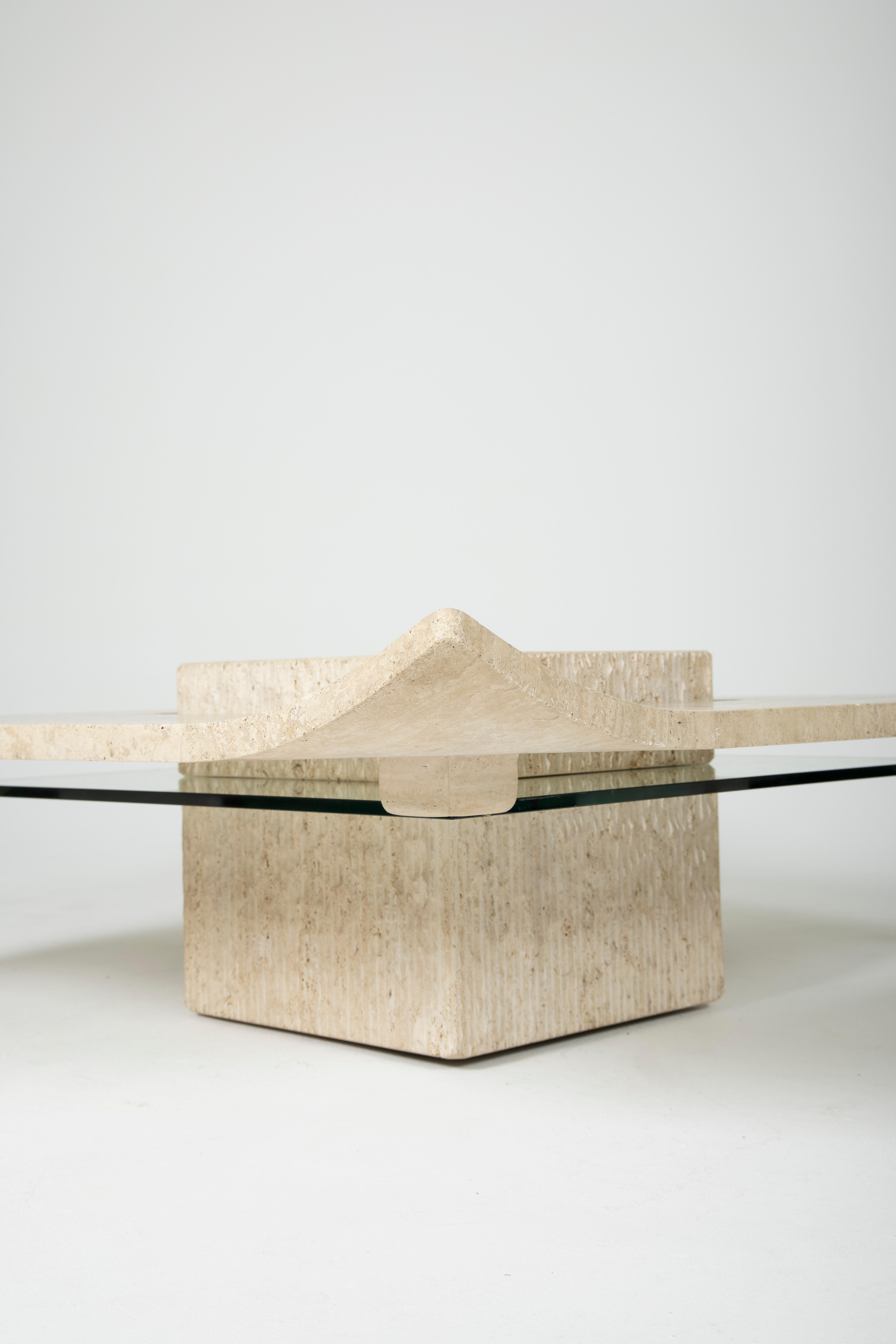 Travertine Coffee Table Manta Ray, 1970s For Sale at 1stDibs