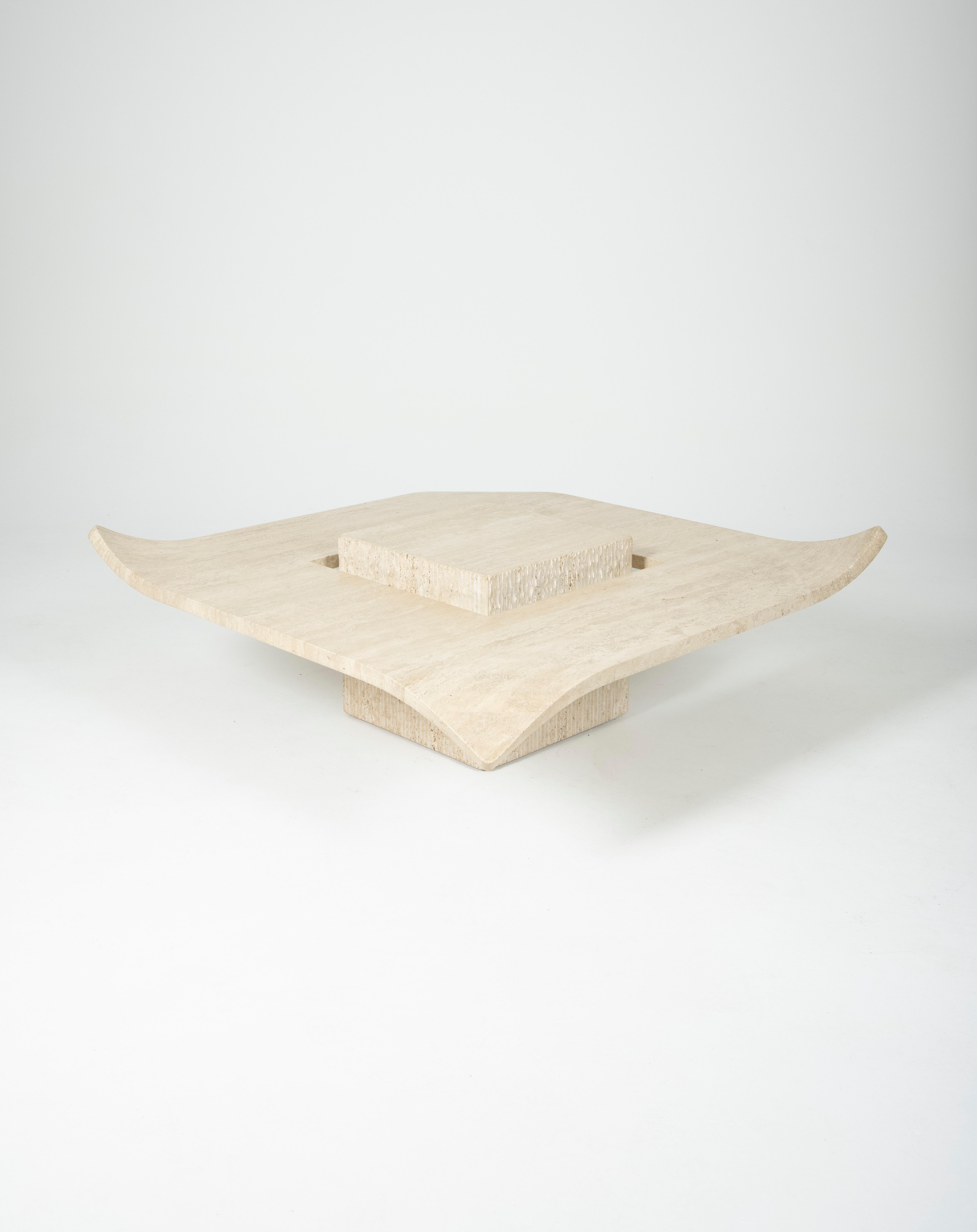 Travertine Coffee Table Manta Ray, 1970s For Sale at 1stDibs