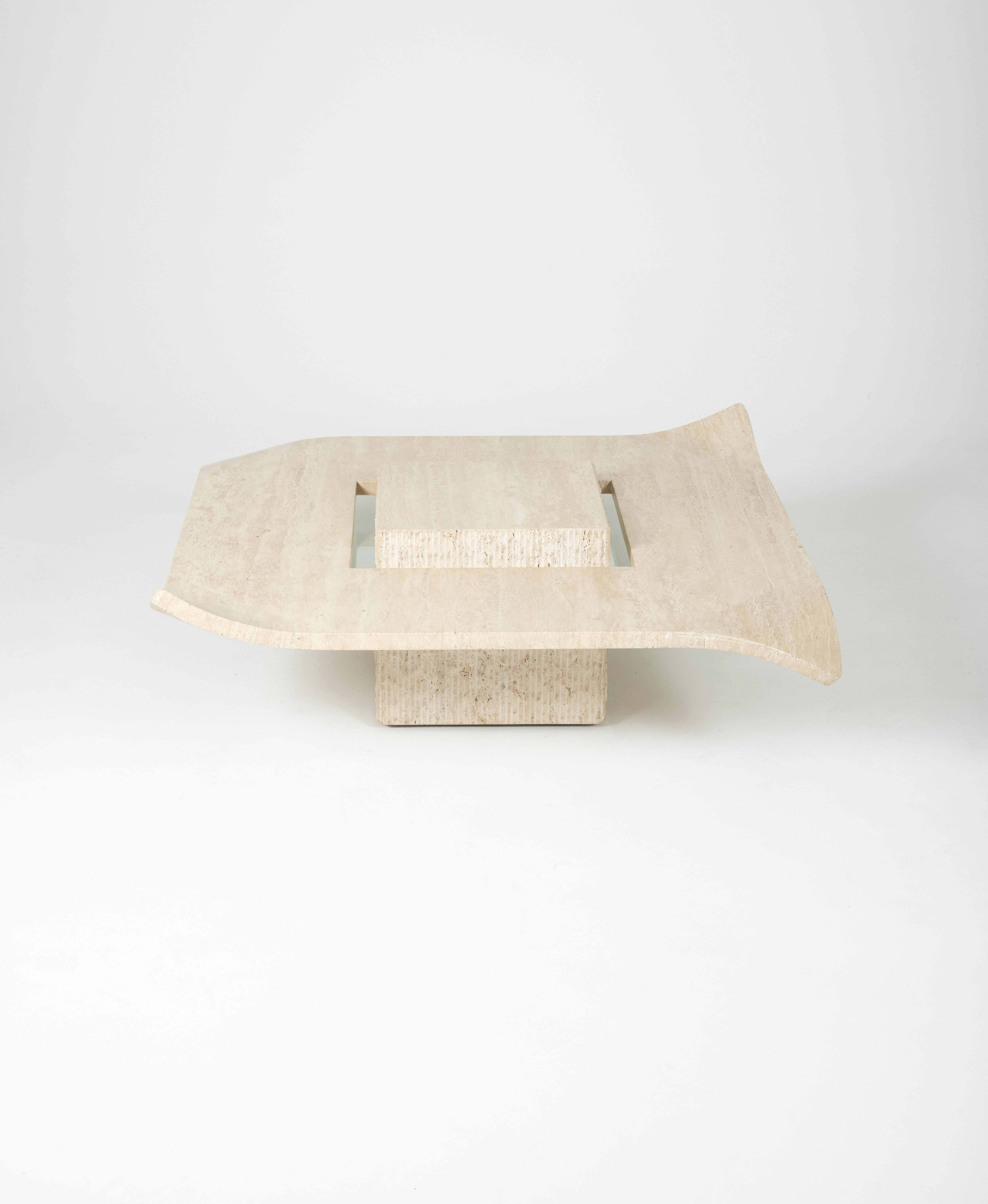 Travertine Coffee Table Manta Ray, 1970s For Sale at 1stDibs
