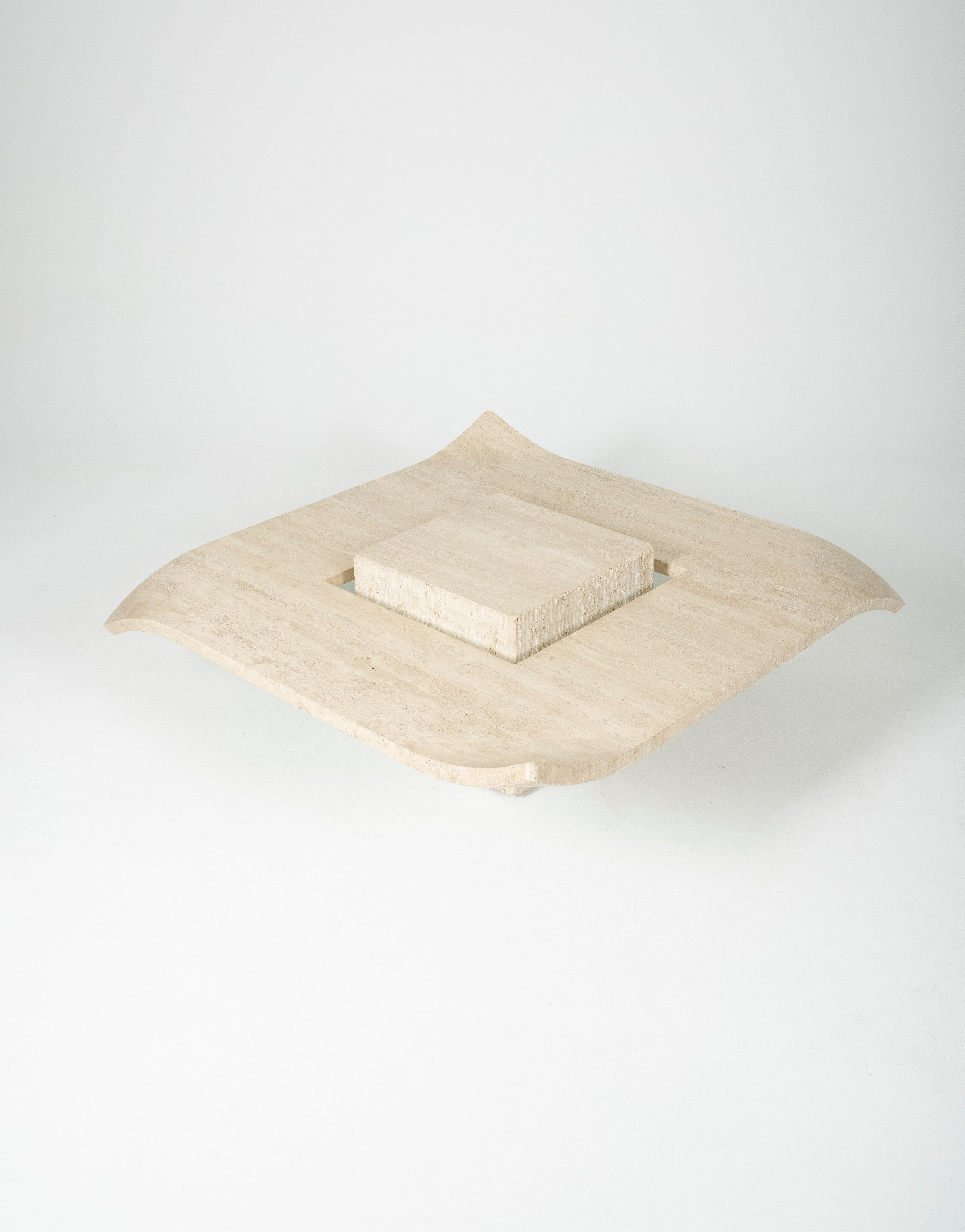 Travertine Coffee Table Manta Ray, 1970s For Sale at 1stDibs