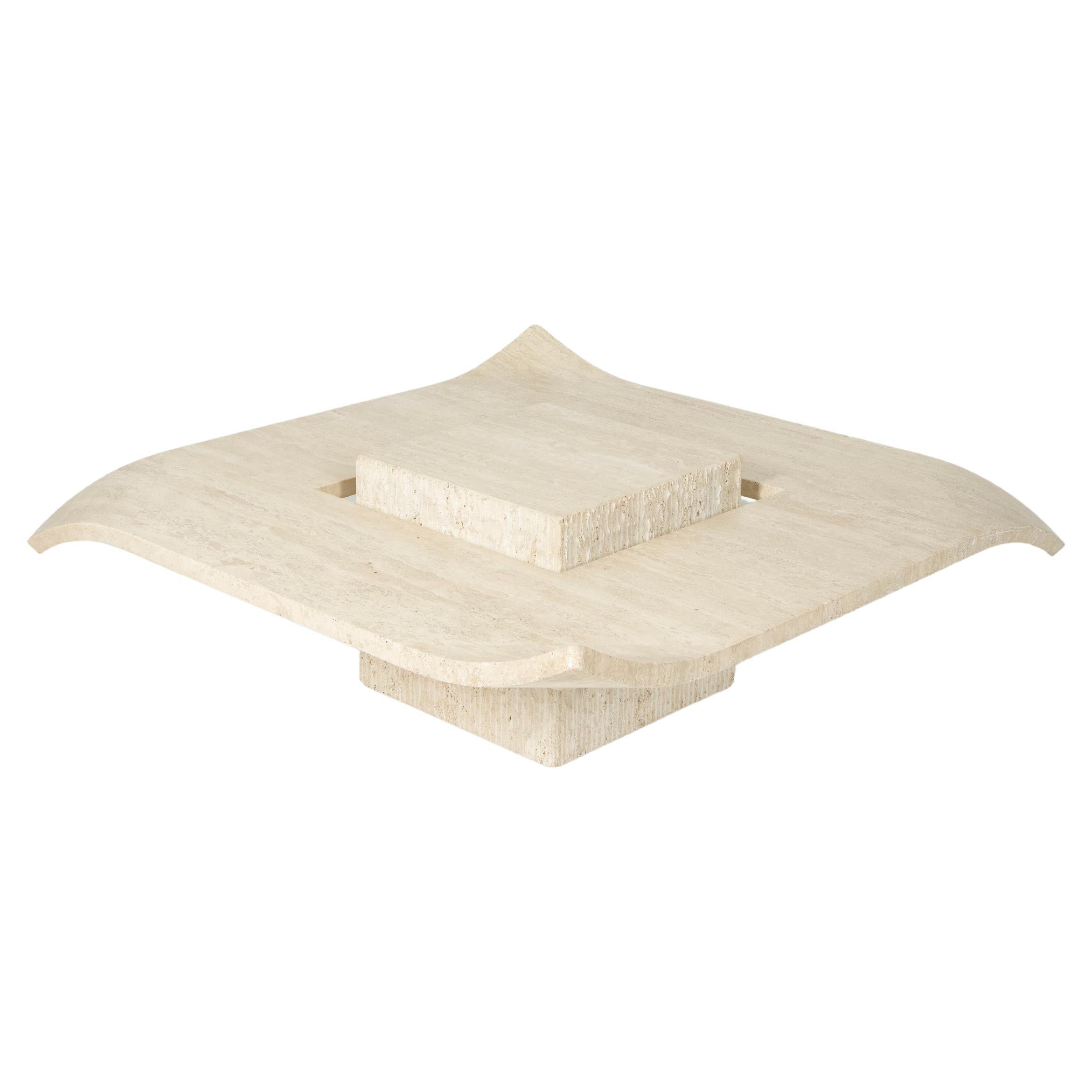 Travertine Coffee Table Manta Ray, 1970s For Sale at 1stDibs