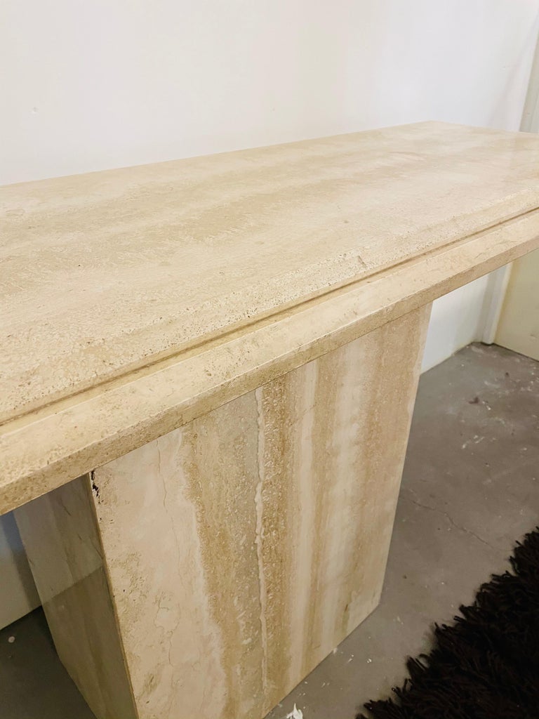 Mid-Century Modern Travertine Console, 1970s at 1stDibs