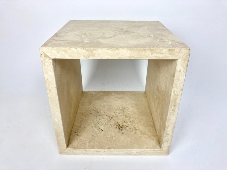 Travertine Cube Side Table For Sale at 1stDibs