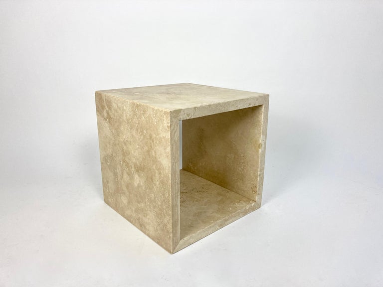 Travertine Cube Side Table For Sale at 1stDibs
