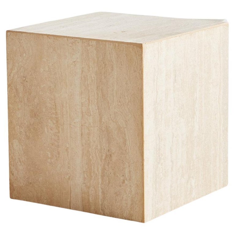 Travertine Cube Side Table with Optional Plinth Base, 1980s For Sale at ...