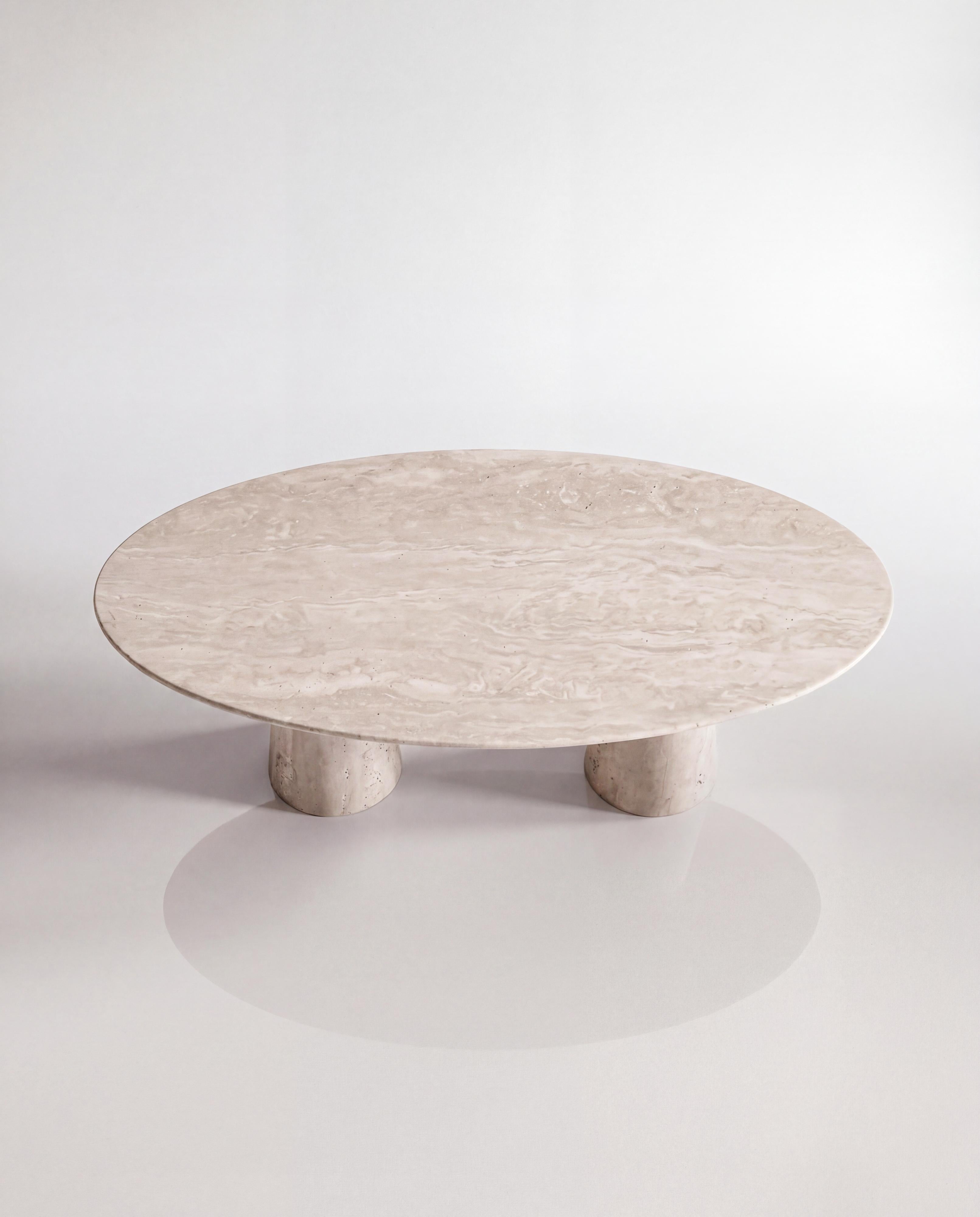 Travertine Dining Table With Conic Legs, Solid Travertine Stone Ellips ...