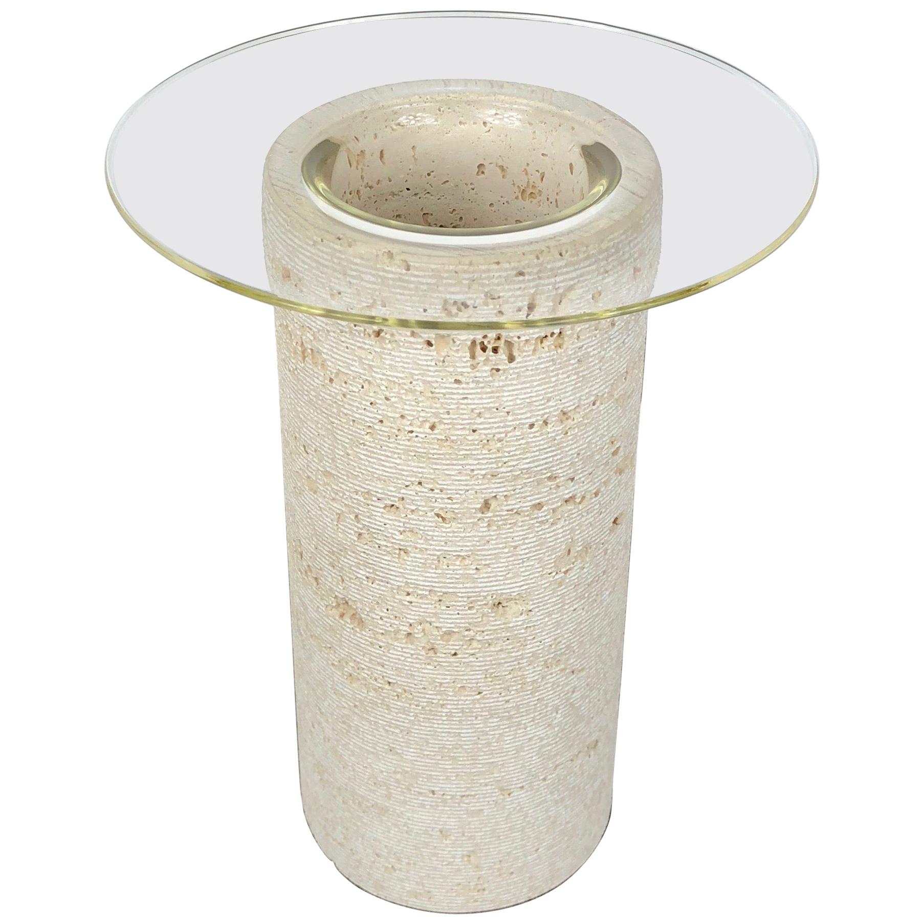 Travertine Glass Cylindrical Vase by Angelo Mangiarotti, Italy, 1970s ...