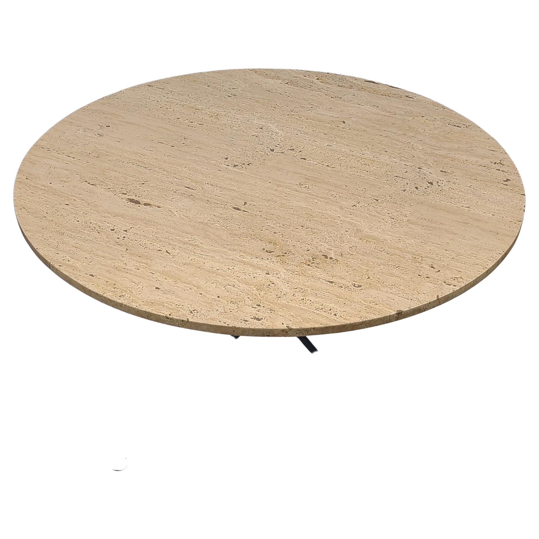 Travertine Iron Tripod Dining Table in the Style of Muriel Coleman at ...