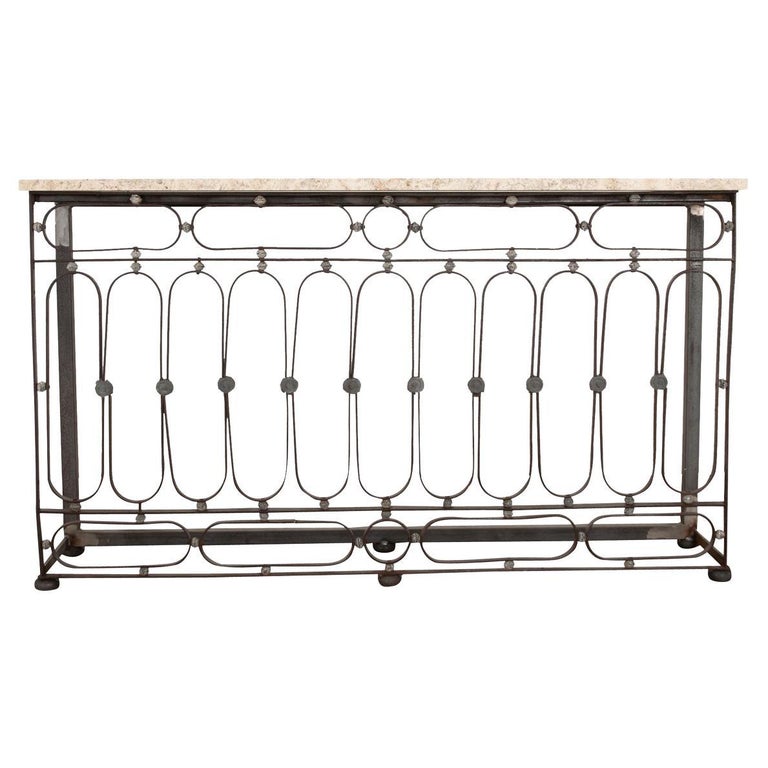 Travertine, Iron and Zinc Console For Sale at 1stDibs