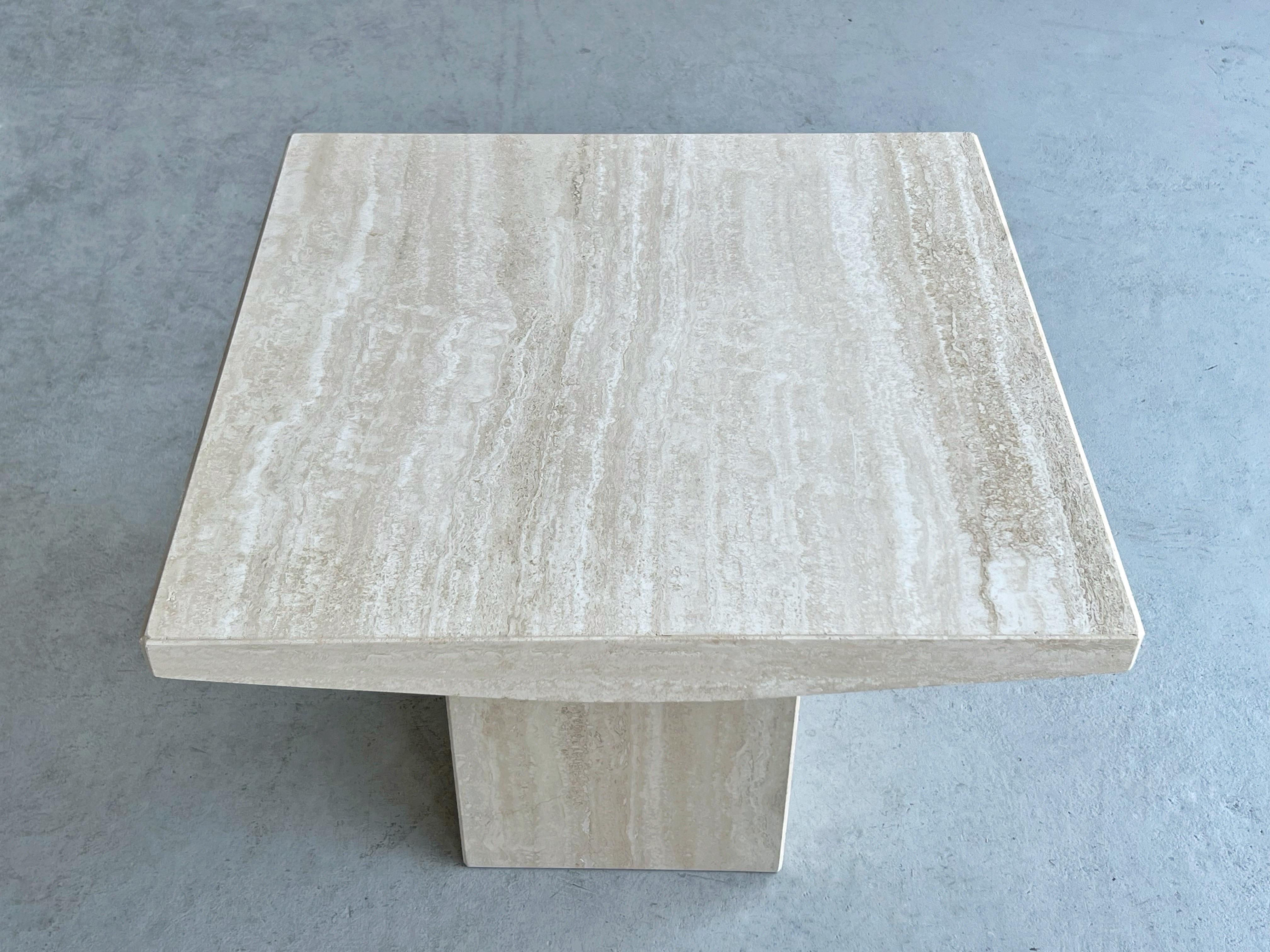 Travertine Marble Pair of Side Tables For Sale at 1stDibs