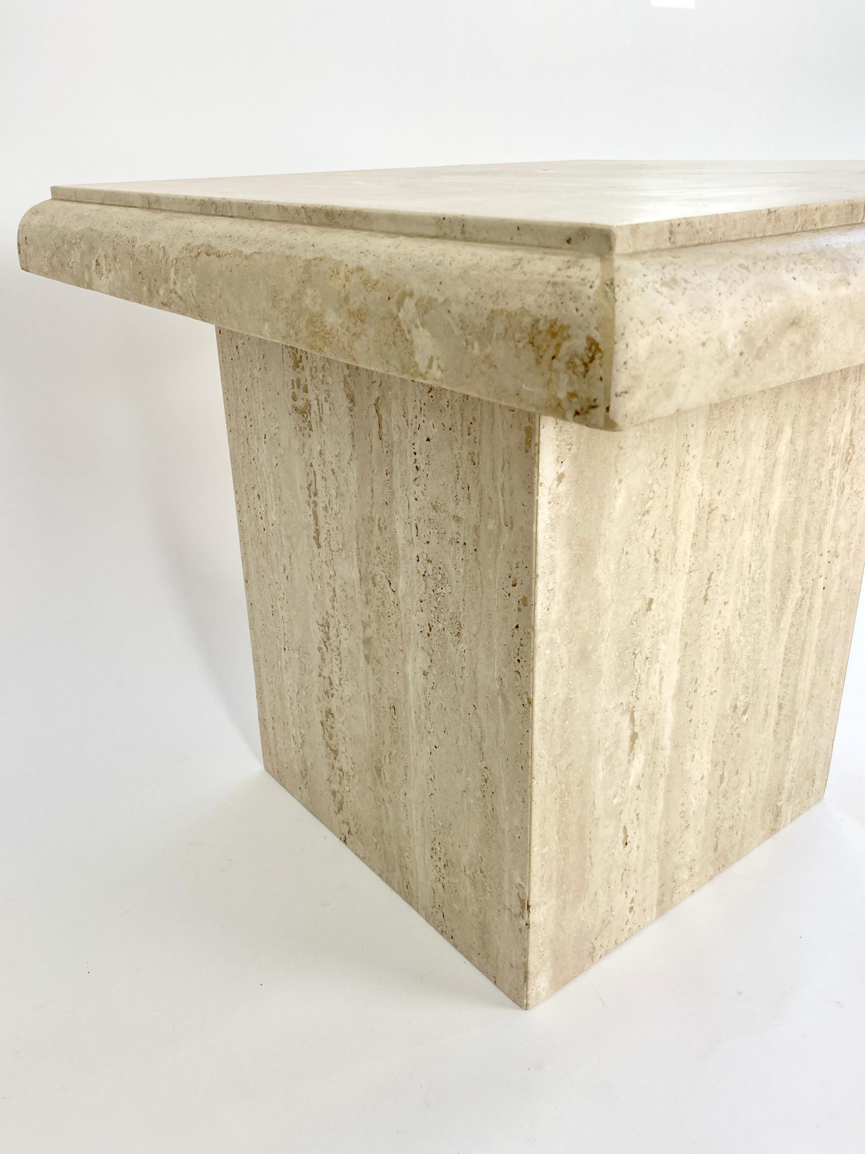 Travertine Marble Stone Side Table at 1stDibs