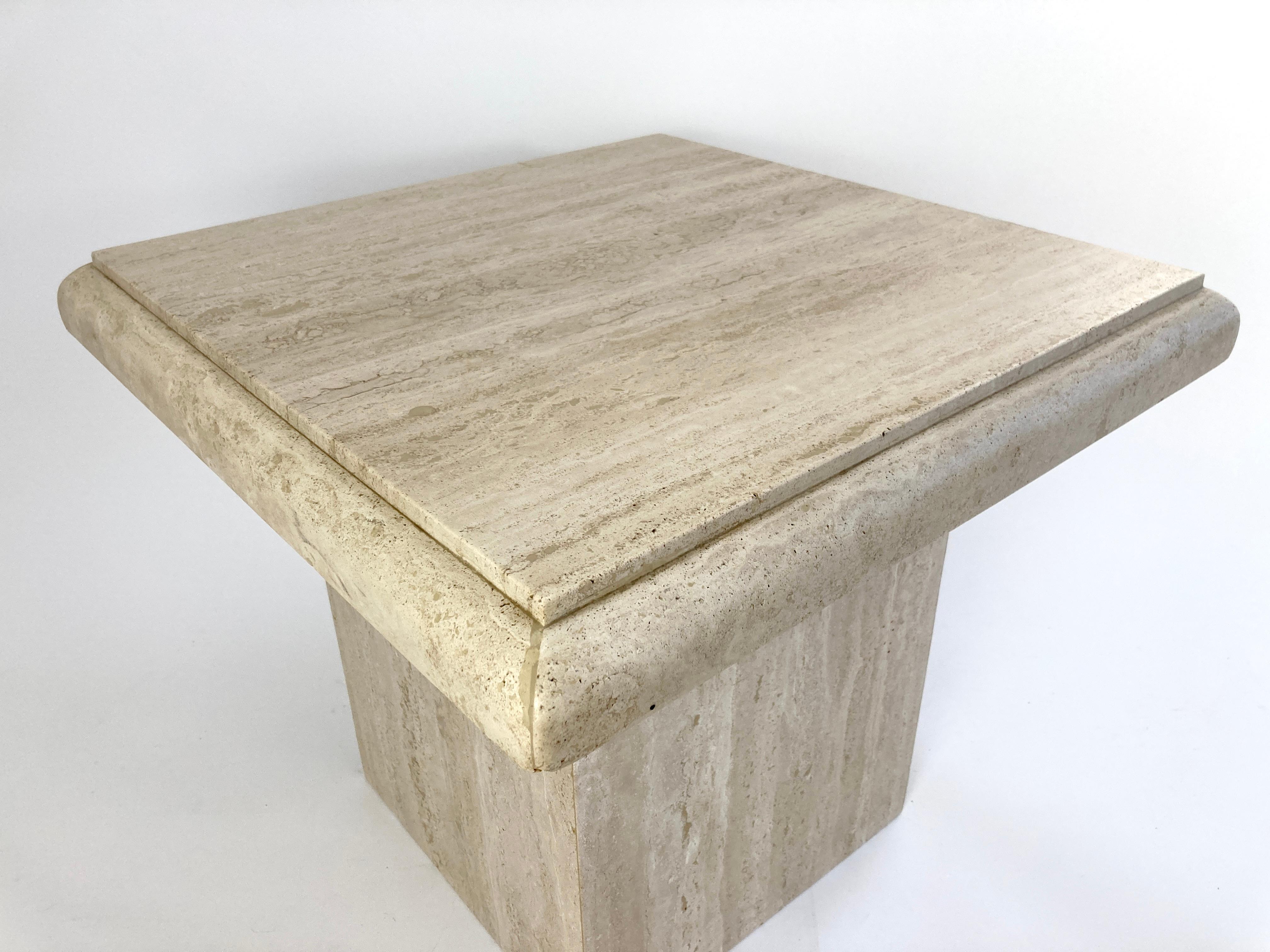 Travertine Marble Stone Side Table at 1stDibs