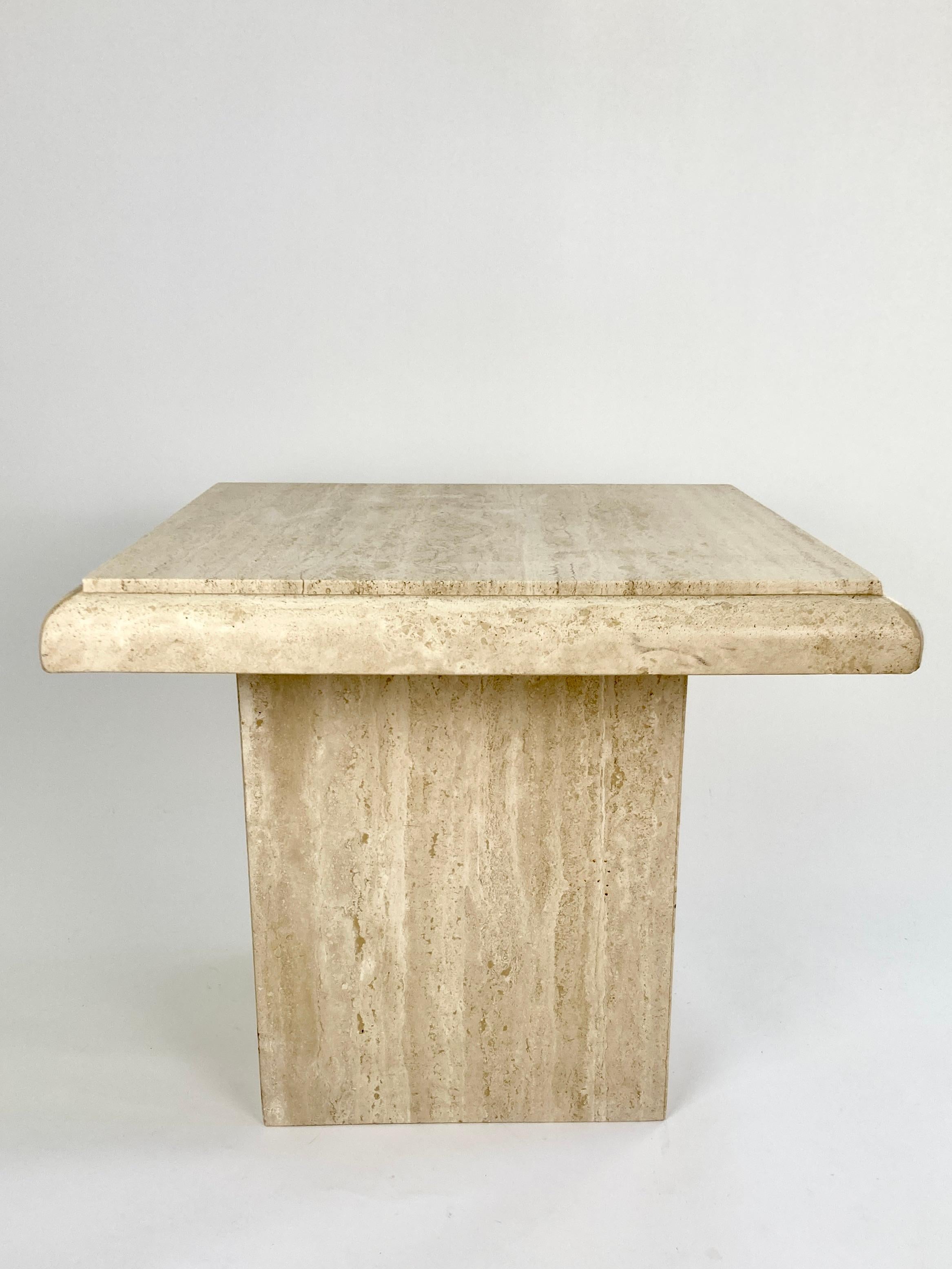 Travertine Marble Stone Side Table at 1stDibs