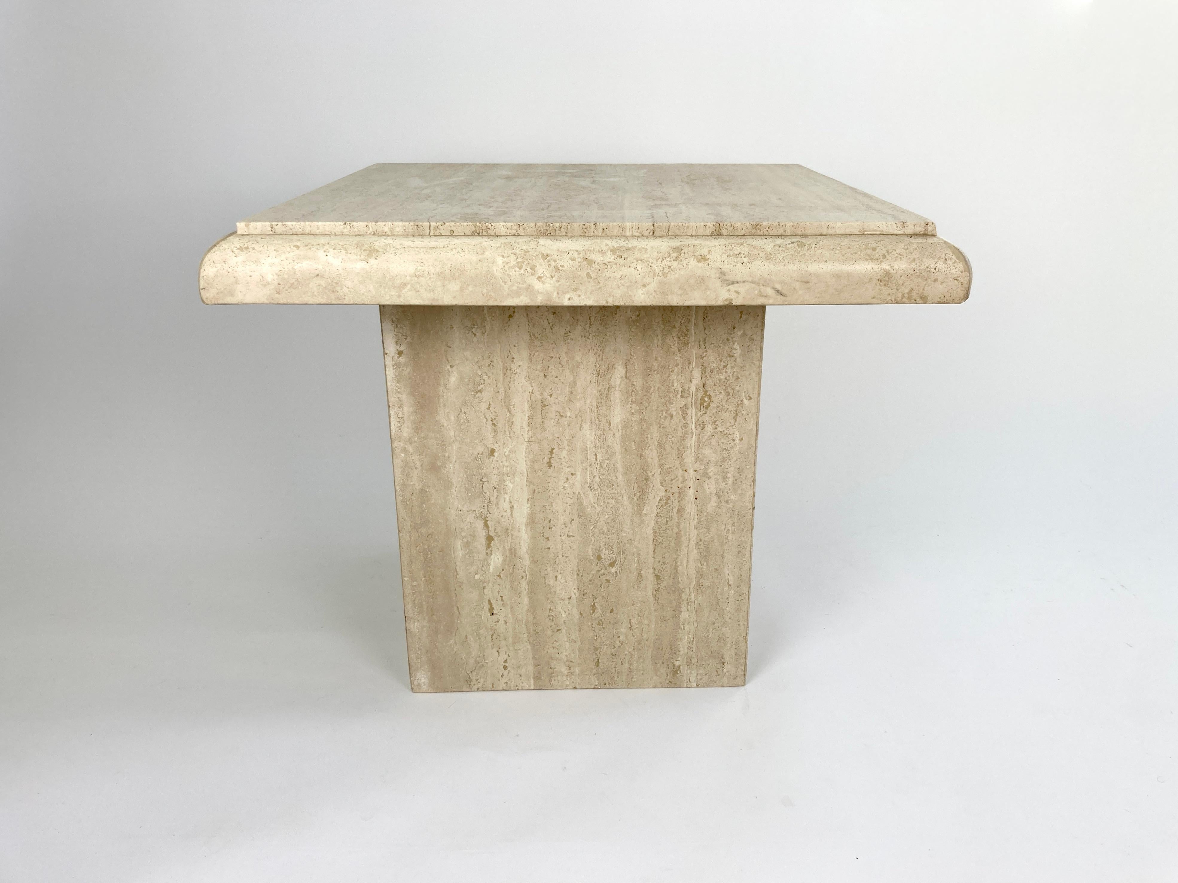 Travertine Marble Stone Side Table at 1stDibs
