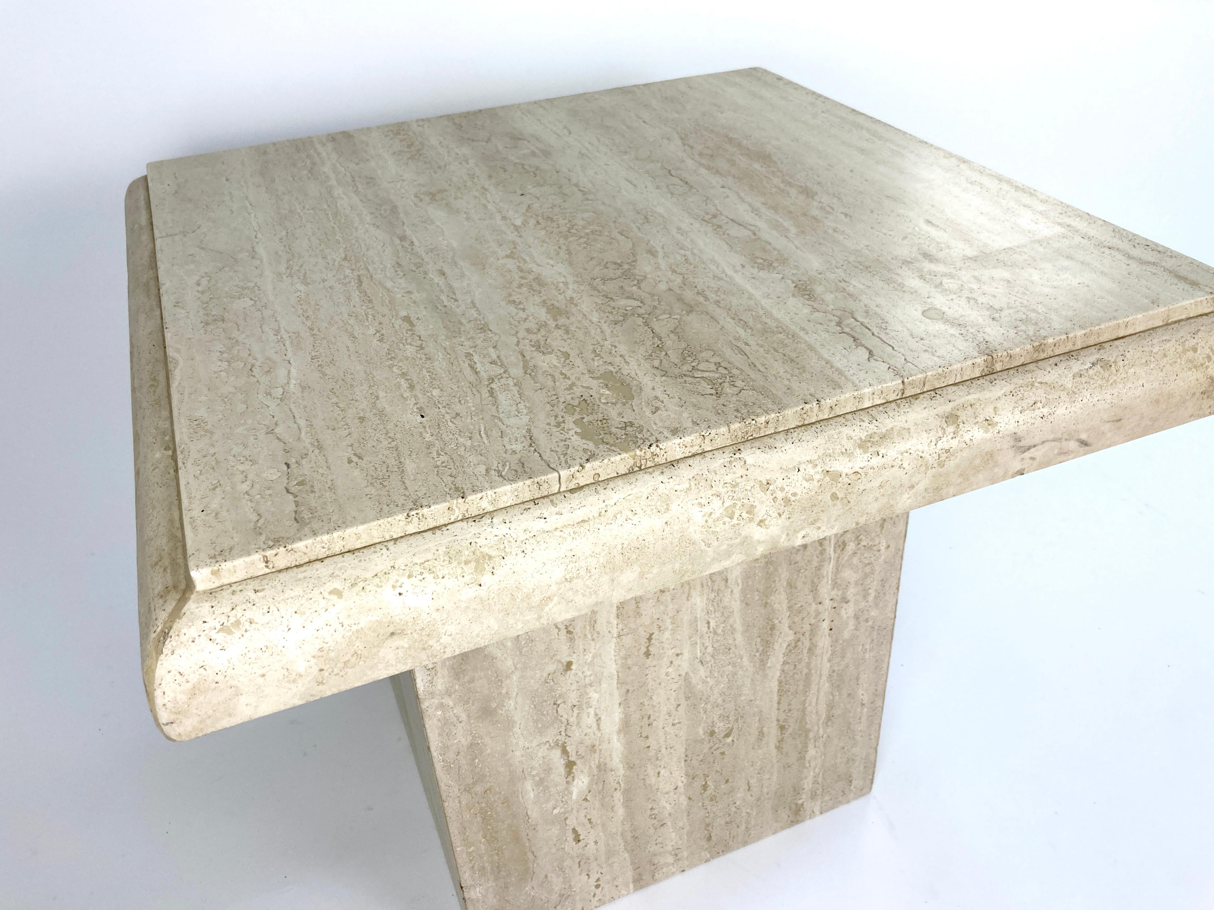 Travertine Marble Stone Side Table at 1stDibs