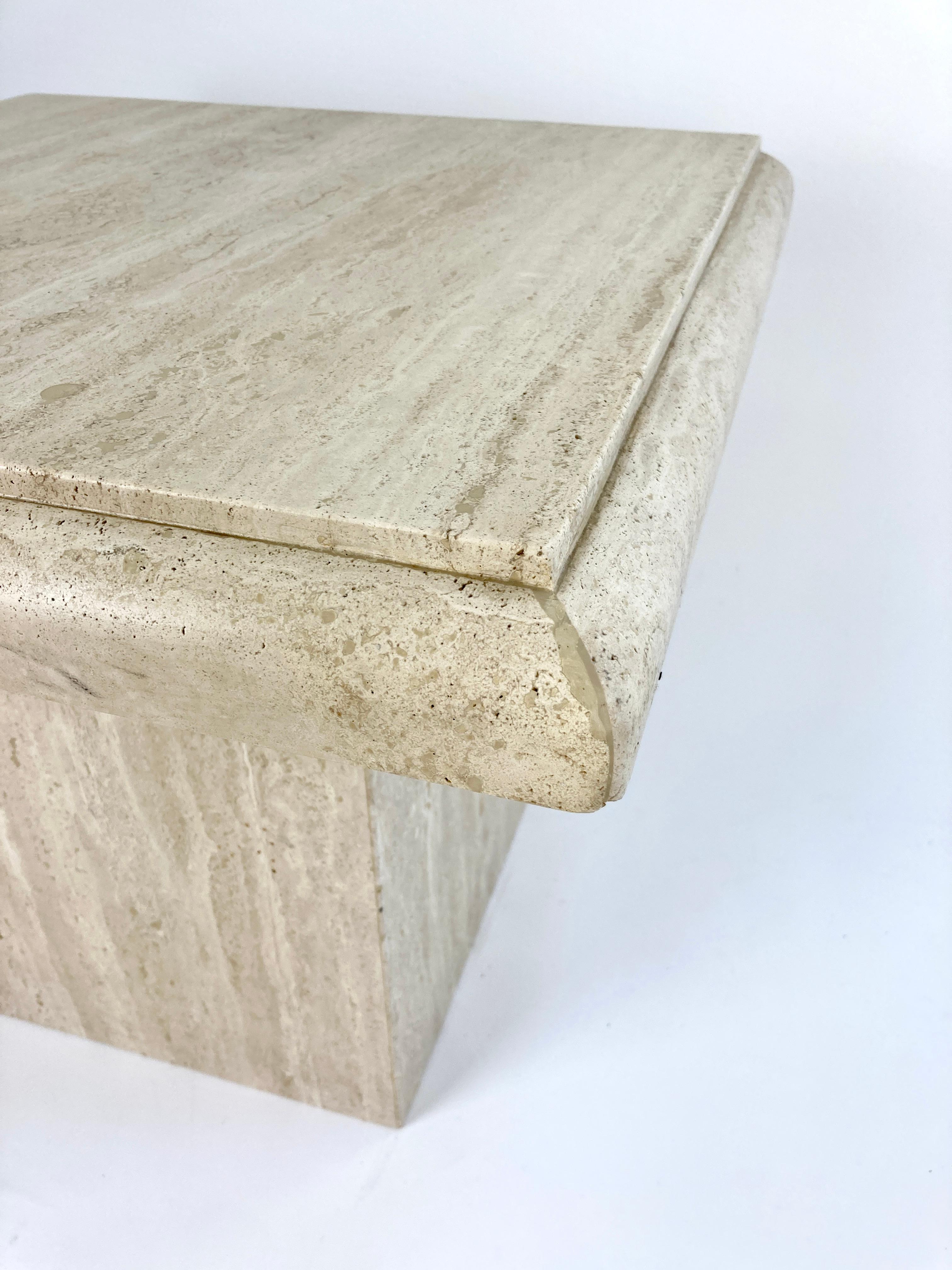 Travertine Marble Stone Side Table at 1stDibs