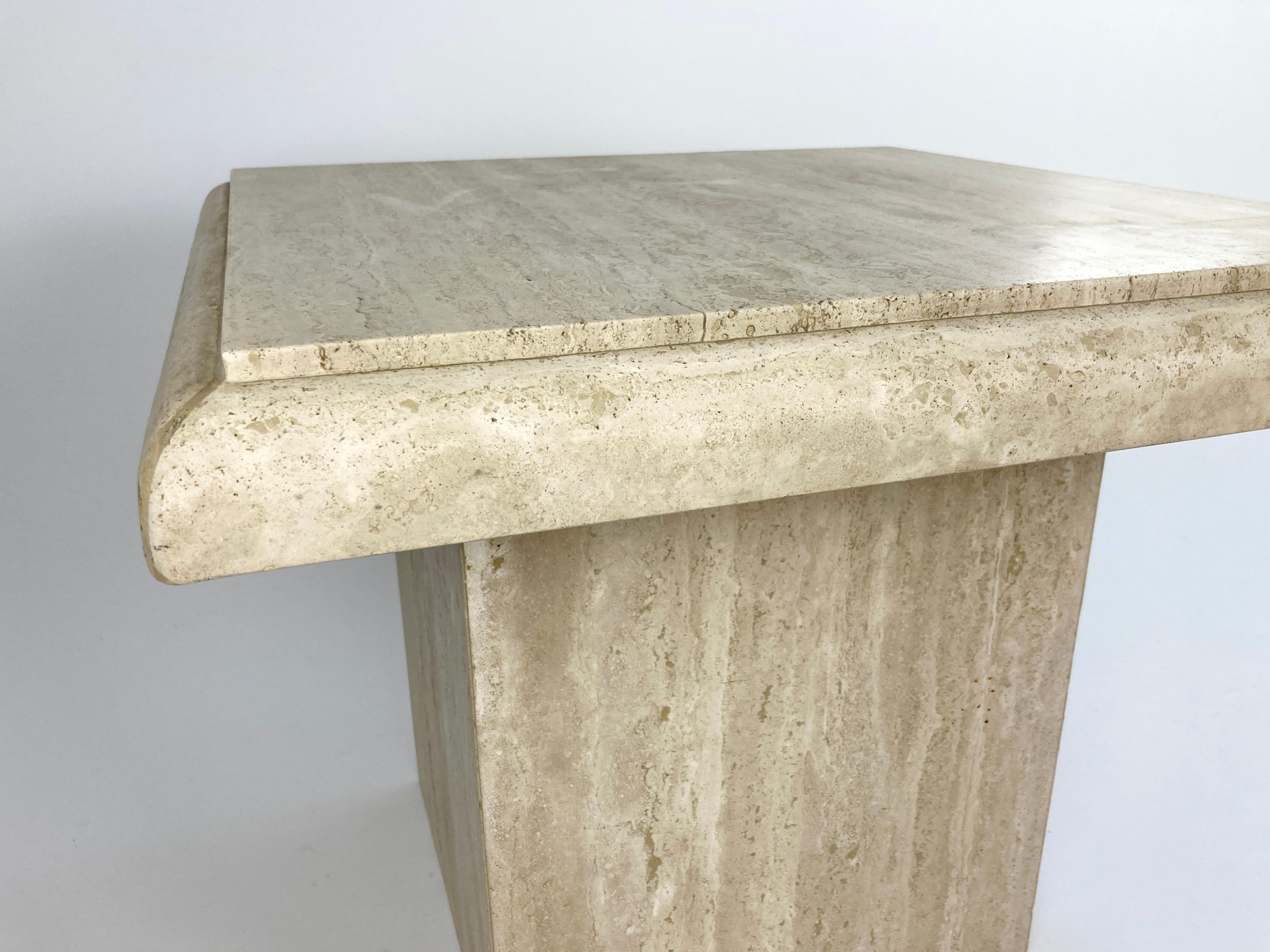 Travertine Marble Stone Side Table at 1stDibs