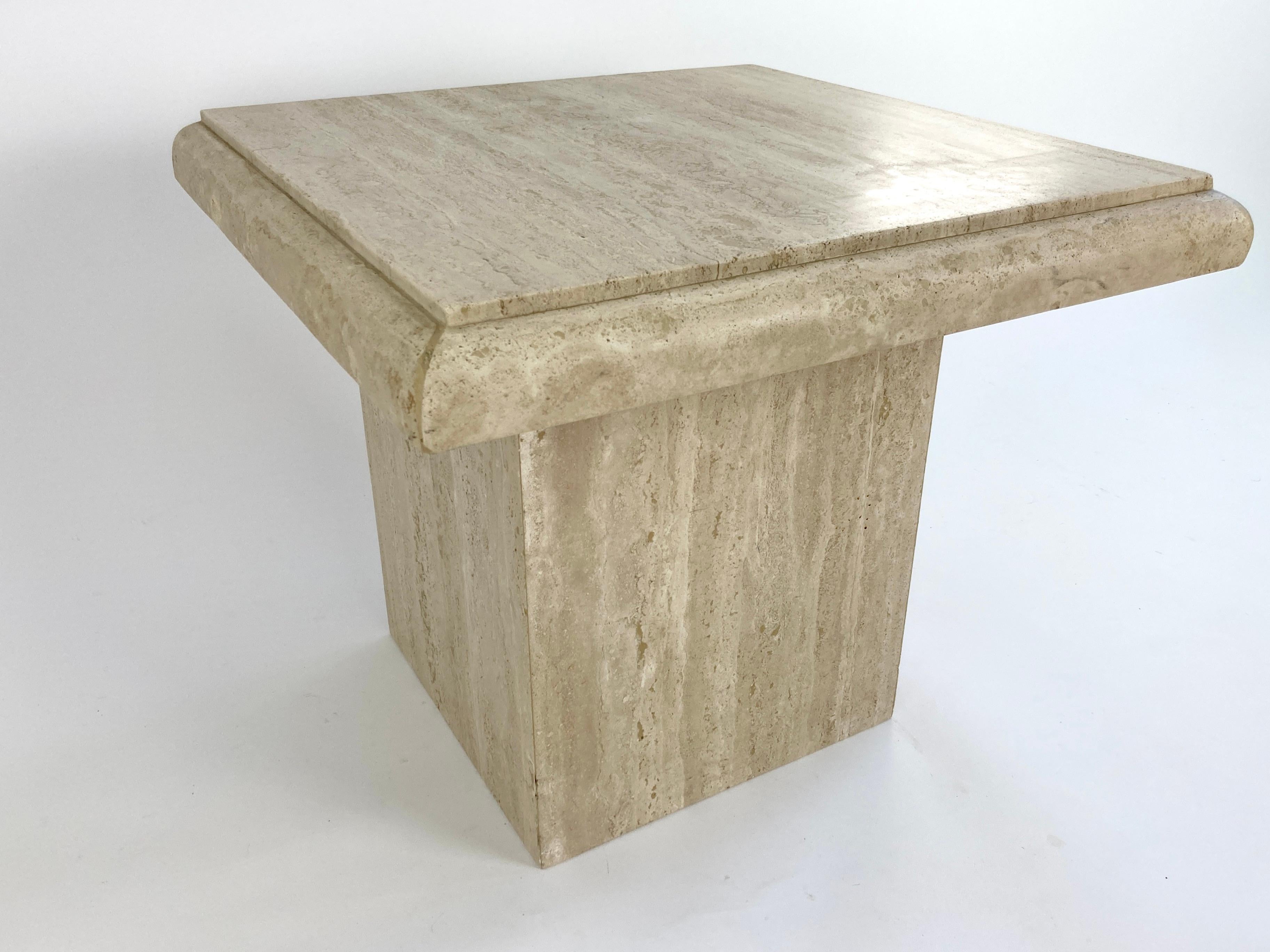Travertine Marble Stone Side Table at 1stDibs