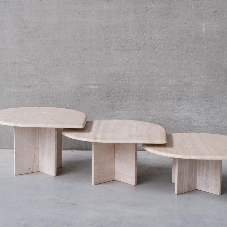 Travertine Mid-Century Nesting Coffee Tables For Sale at 1stDibs