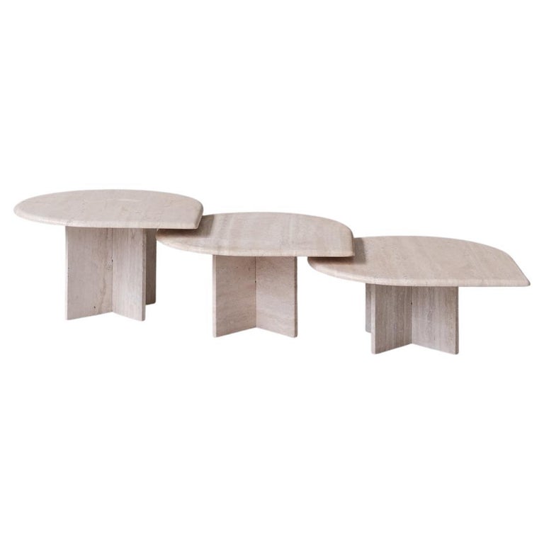 Travertine Mid-Century Nesting Coffee Tables For Sale at 1stDibs
