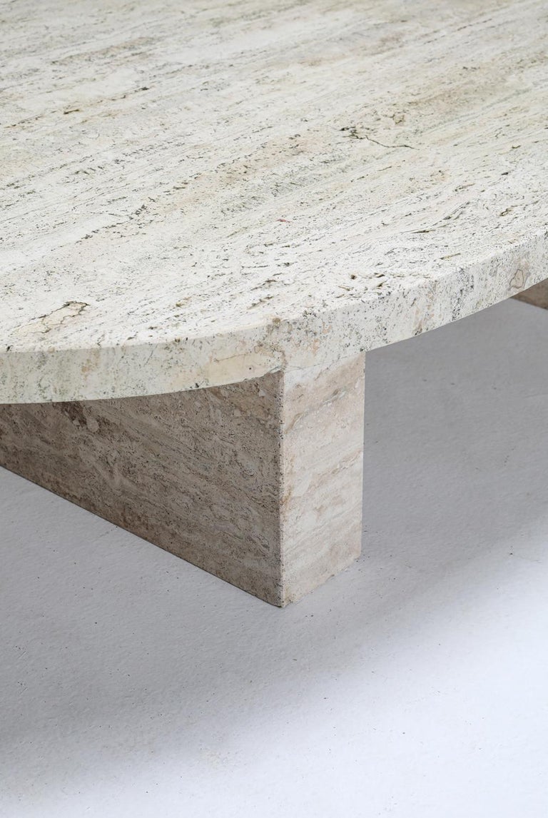 Travertine Oval Coffee Table at 1stDibs | stone oval coffee table