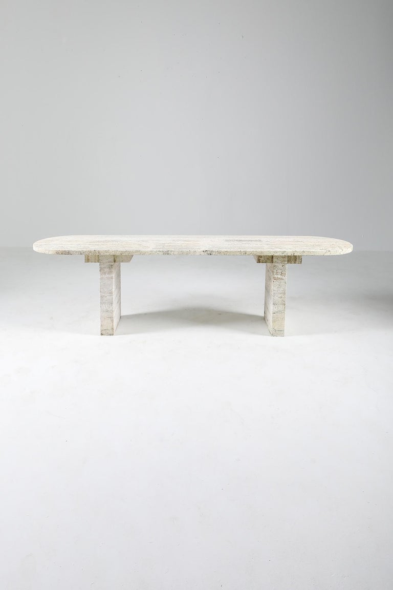 Travertine Oval Table For Sale at 1stDibs