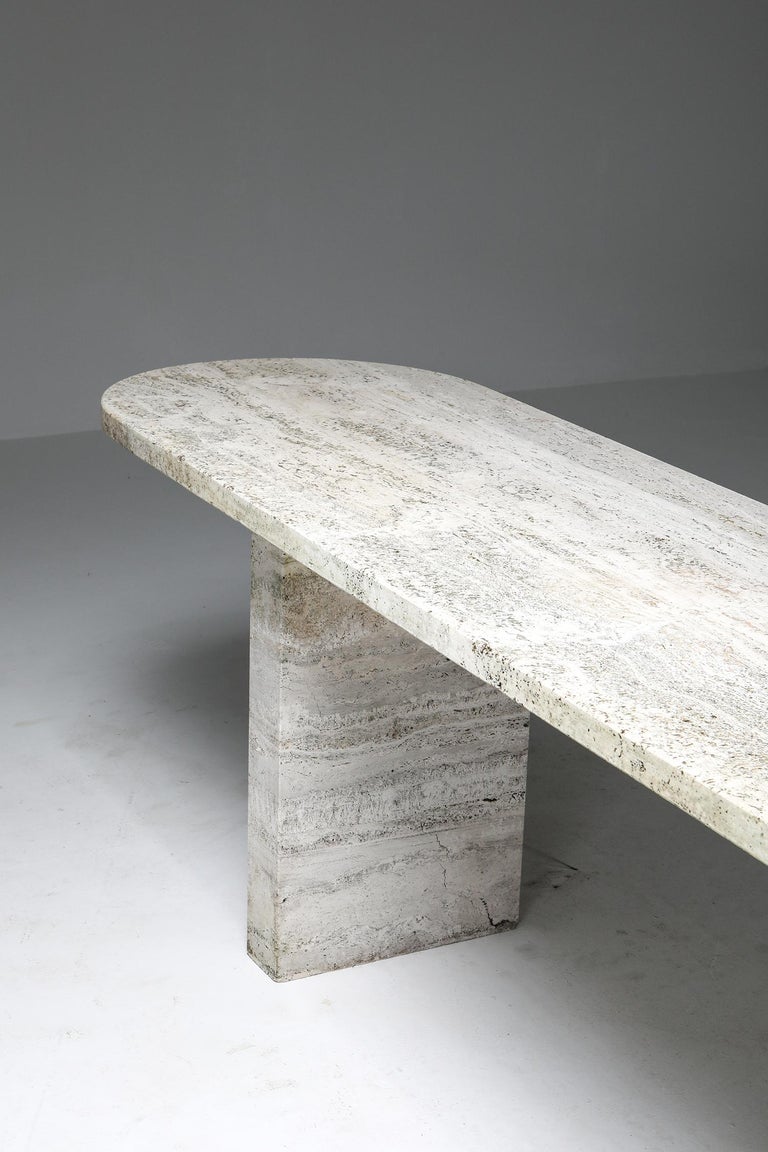 Travertine Oval Table For Sale at 1stDibs