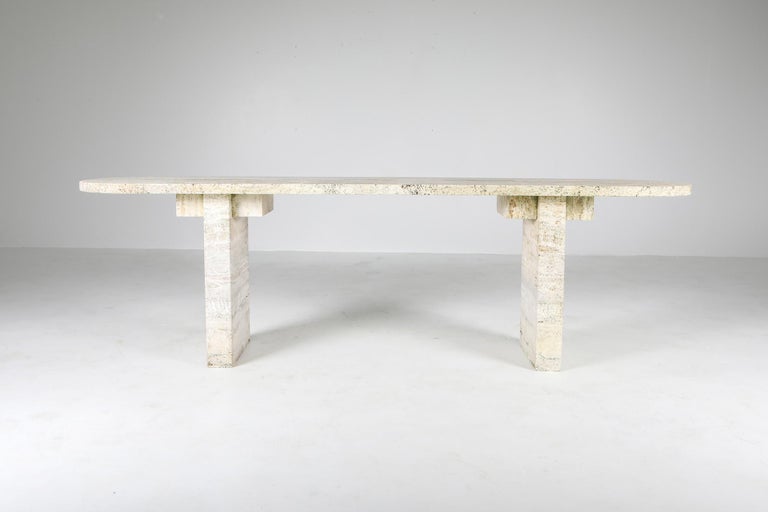 Travertine Oval Table For Sale at 1stDibs