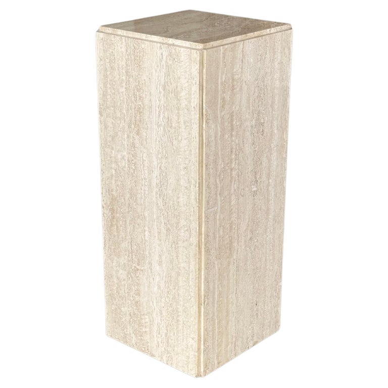 Vintage Italian travertine pedestal plinth stand For Sale at 1stDibs