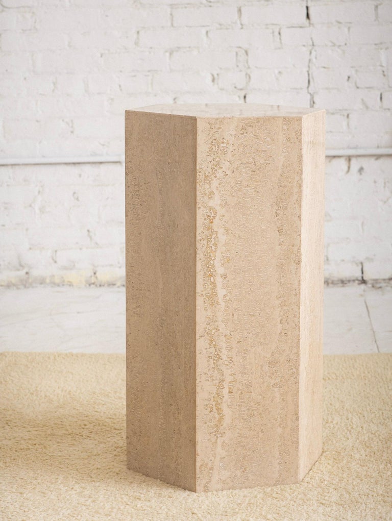 Travertine Pedestal or Table Base in Octagon Pillar Form at 1stDibs