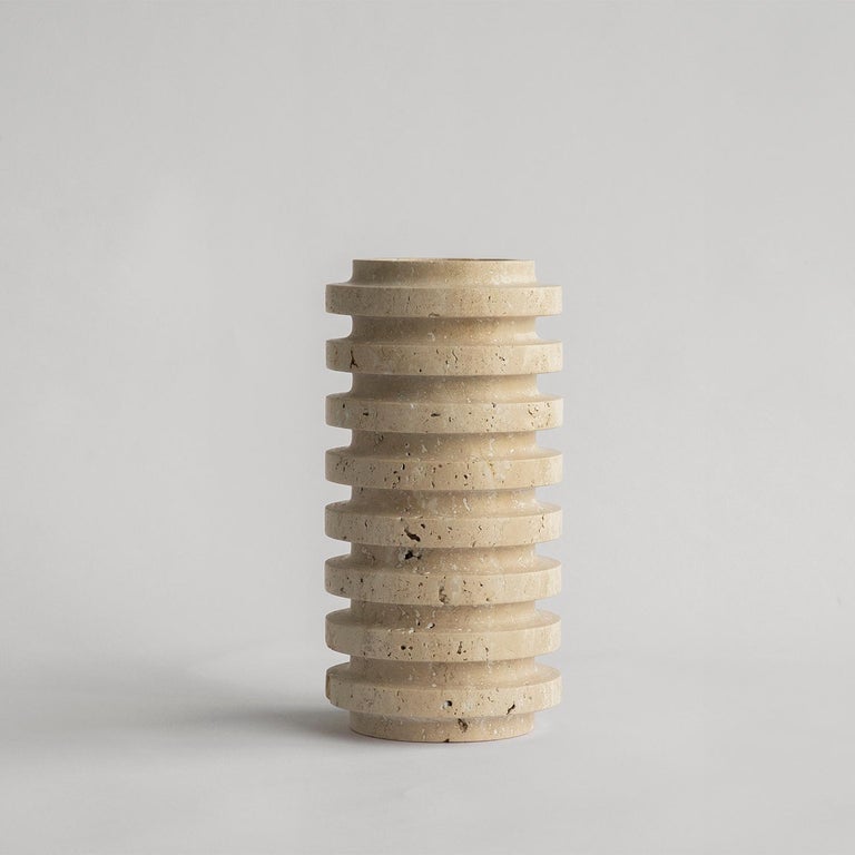 Travertine Pilar Vase For Sale at 1stDibs