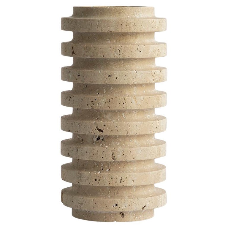 Travertine Pilar Vase For Sale at 1stDibs