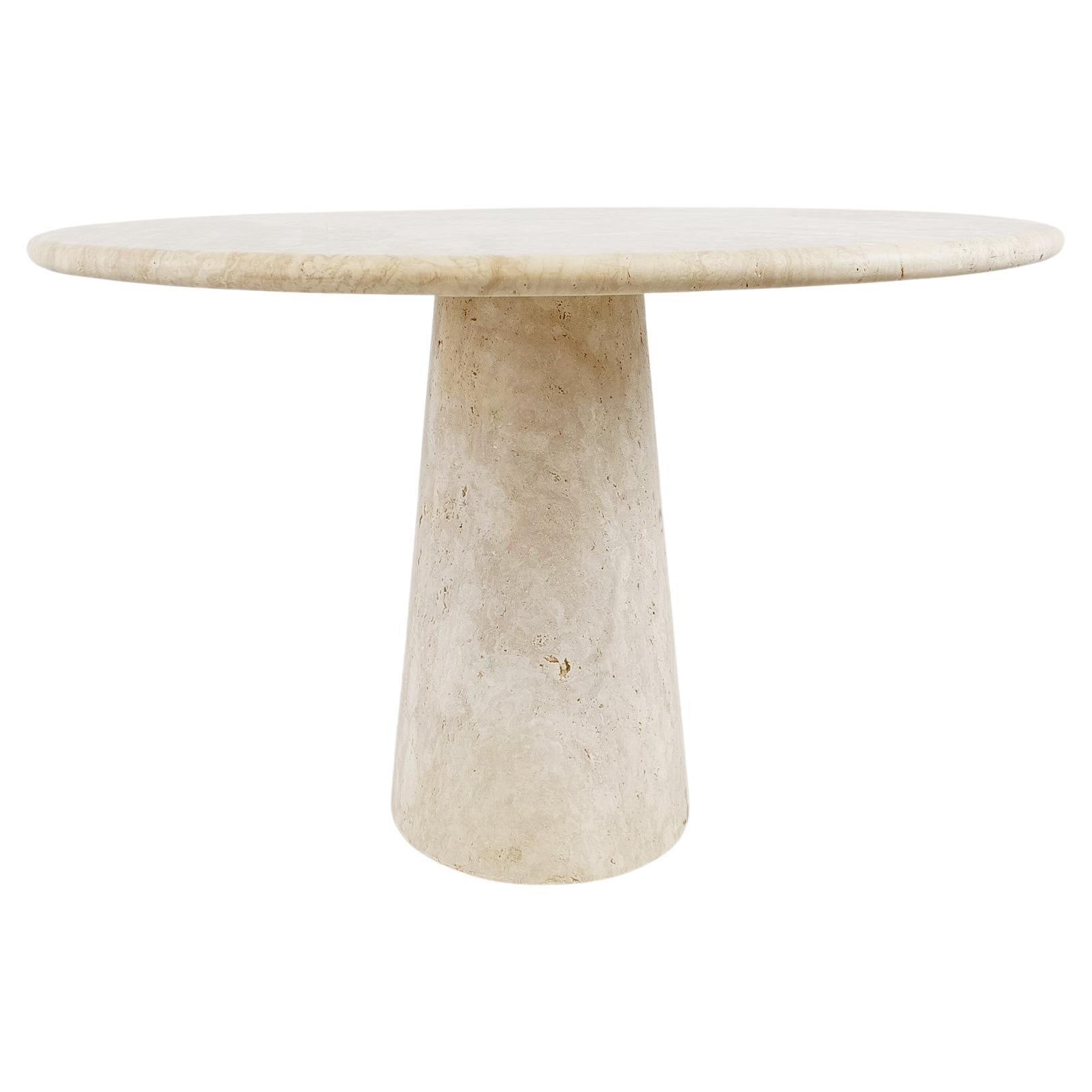 Bespoke Round Italian Dining Table in Travertine For Sale at 1stDibs