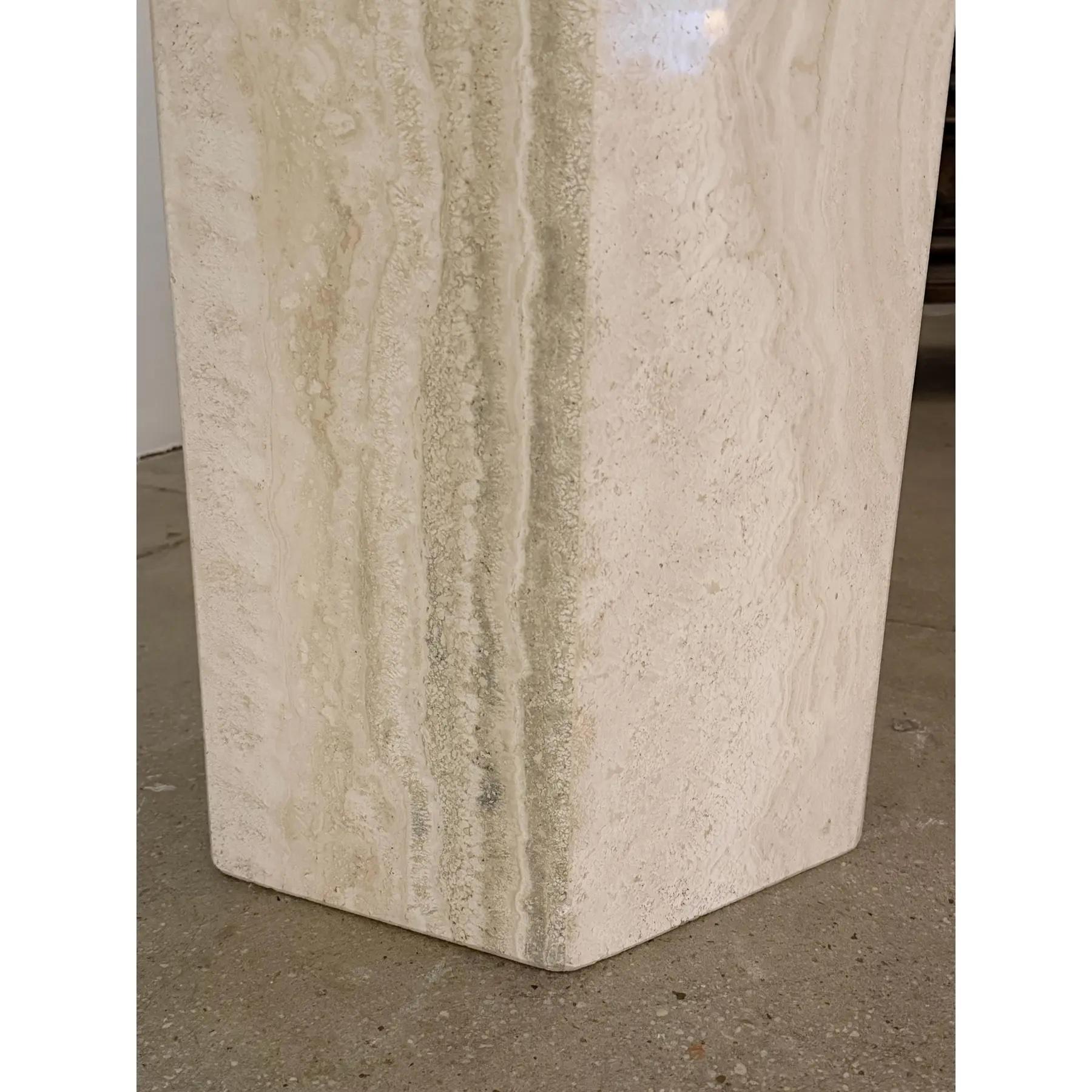 Travertine and Smoked Glass Dining Table For Sale at 1stDibs