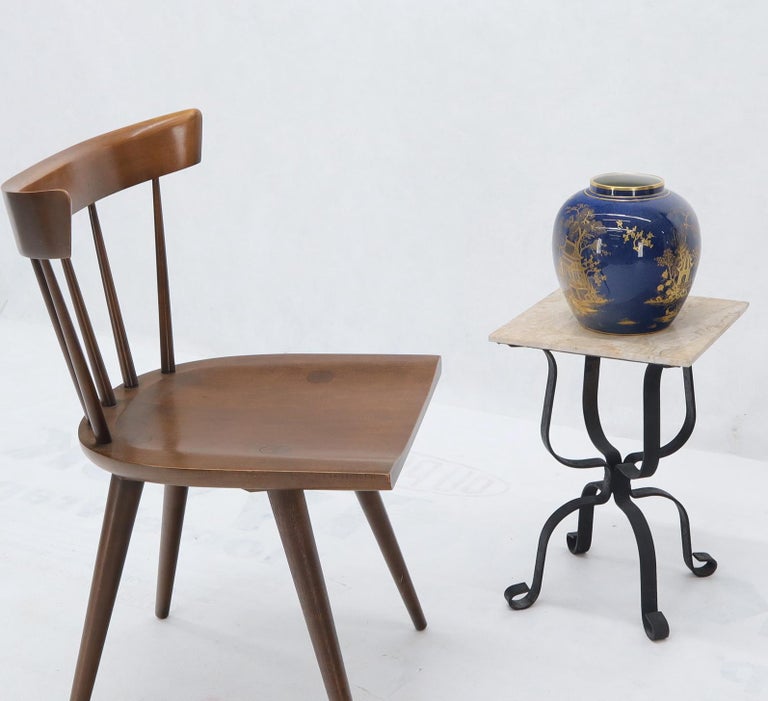 Travertine Square Top Wrought Iron Base Occasional Side Table Stand at ...